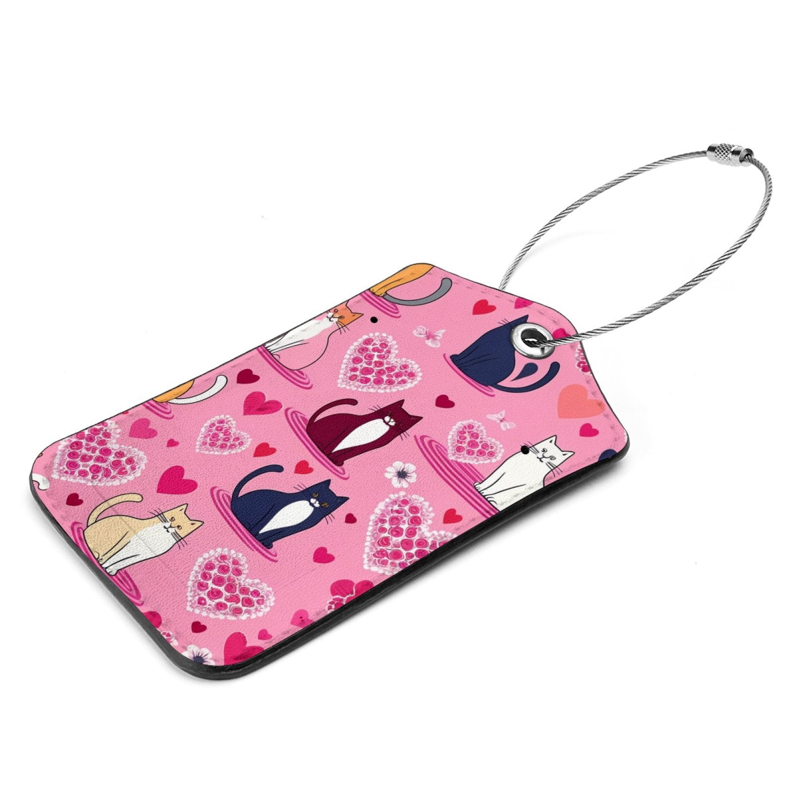 FVQL Cat Pink Heart Luggage Name Tags for Suitcases Cruise Ships,2 Pack ...