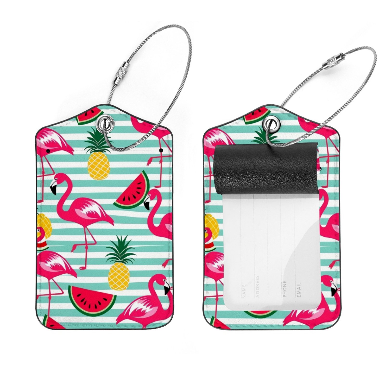 FVQL Flamingo Watermelon Luggage Bag Tags for Suitcases,2 Pcs Travel ...