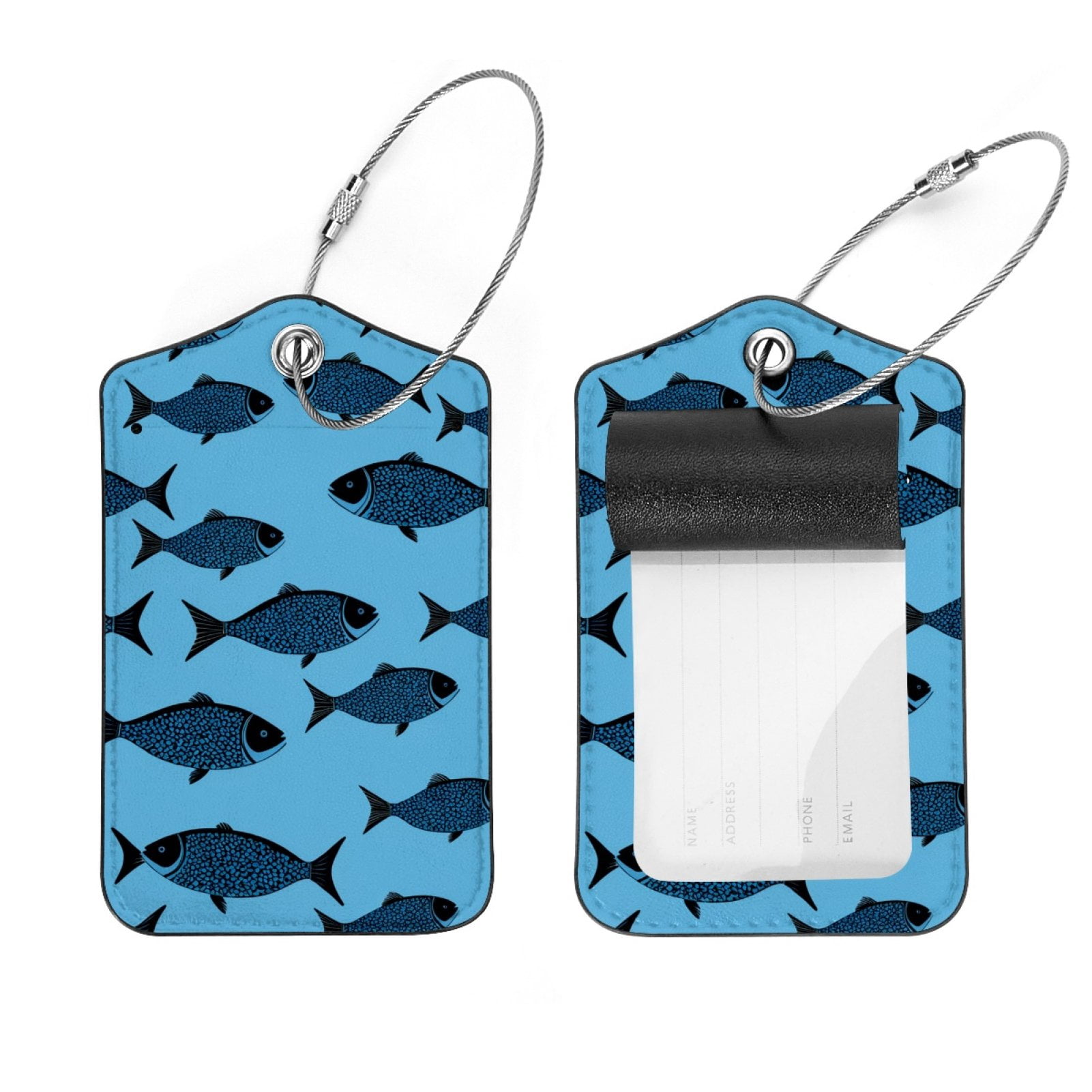FVQL Ocean Blue Fish Luggage Bag Tags for Suitcases,2 Pcs Travel ...