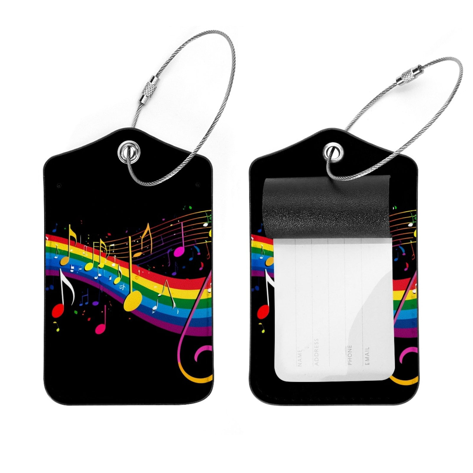 FVQL Rainbow Music Notes Luggage Bag Tags for Suitcases,2 Pcs Travel ...