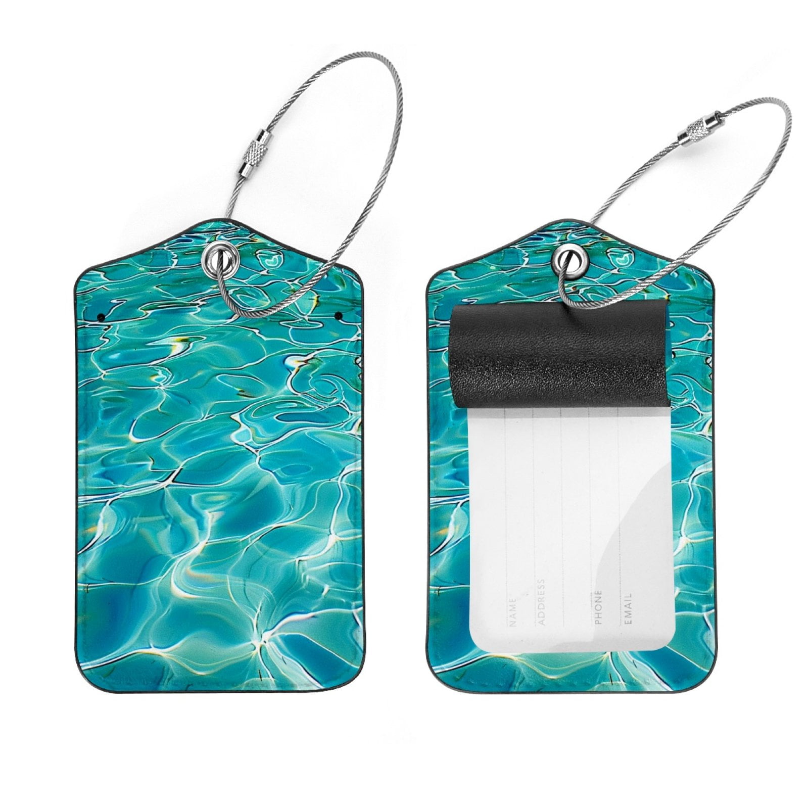 FVQL Sea Water Luggage Bag Tags for Suitcases,2 Pcs Travel Leather ...