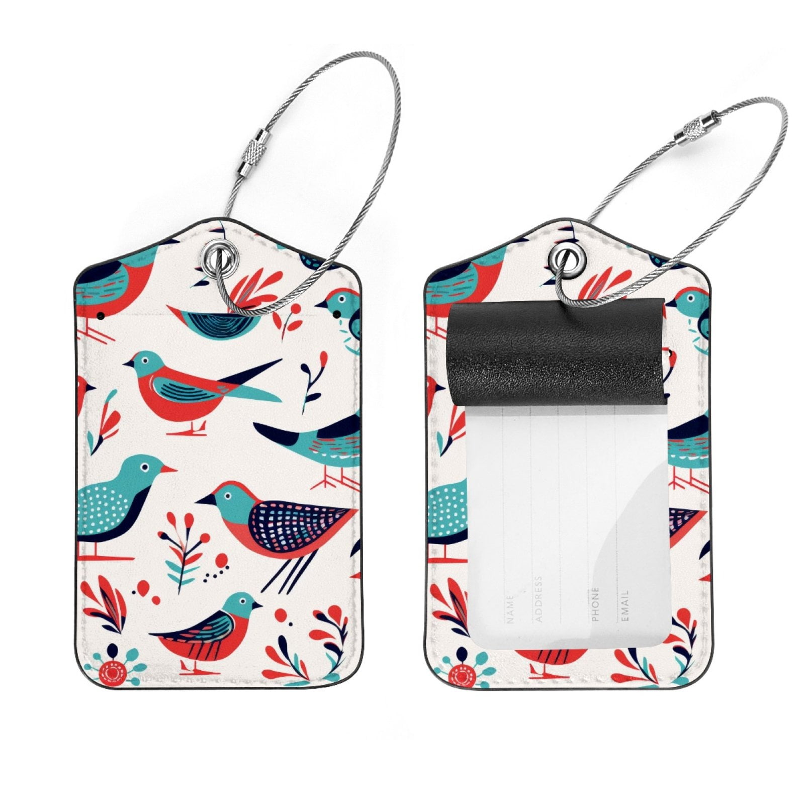 FVQL Spring Abstract Bird Luggage Bag Tags for Suitcases,2 Pcs Travel ...