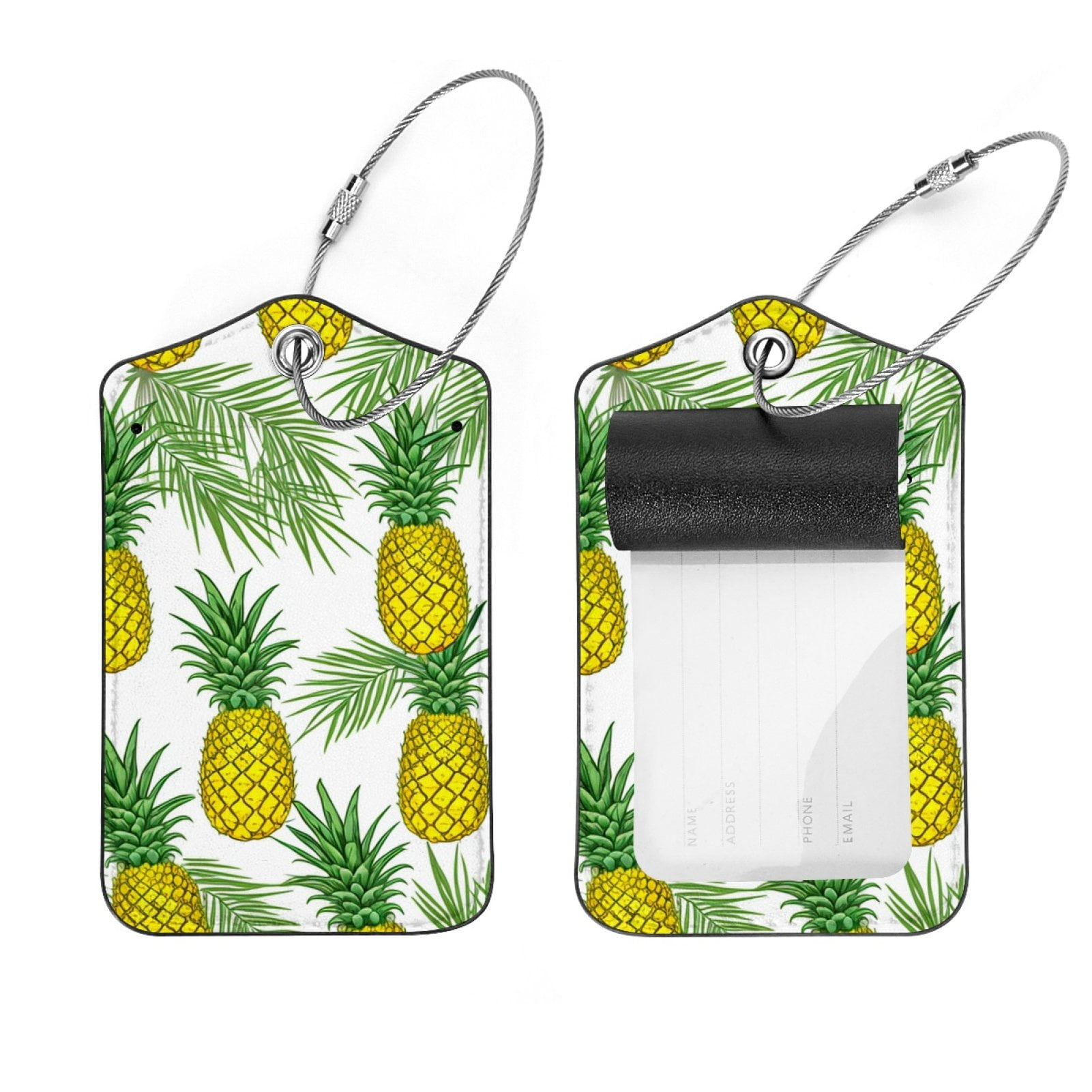 FVQL Summer Pineapple Leaf Luggage Bag Tags for Suitcases,2 Pcs Travel ...