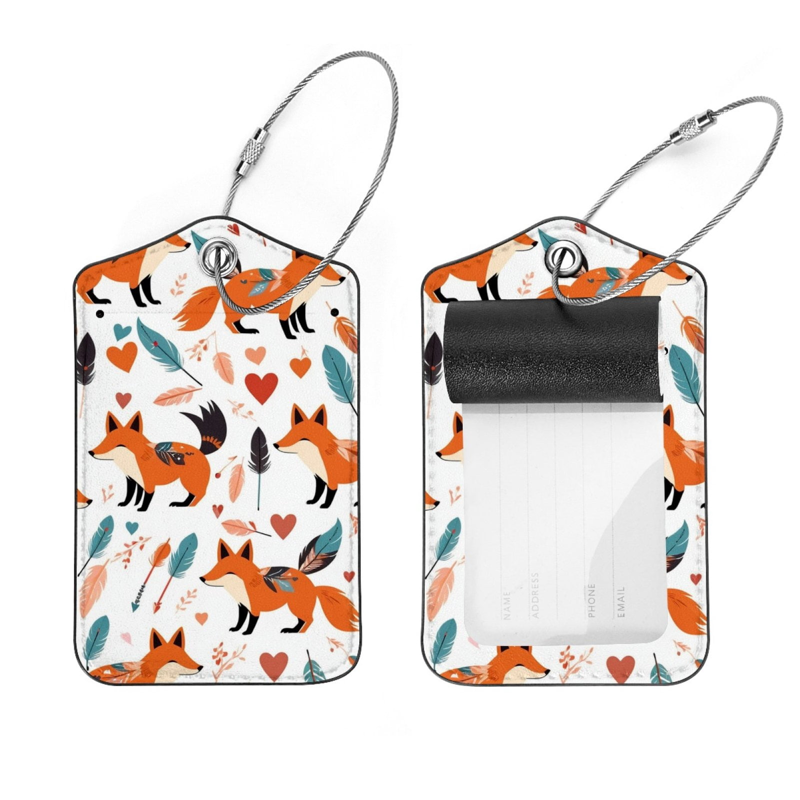 FVQL Tribal Fox Luggage Bag Tags for Suitcases,2 Pcs Travel Leather ...