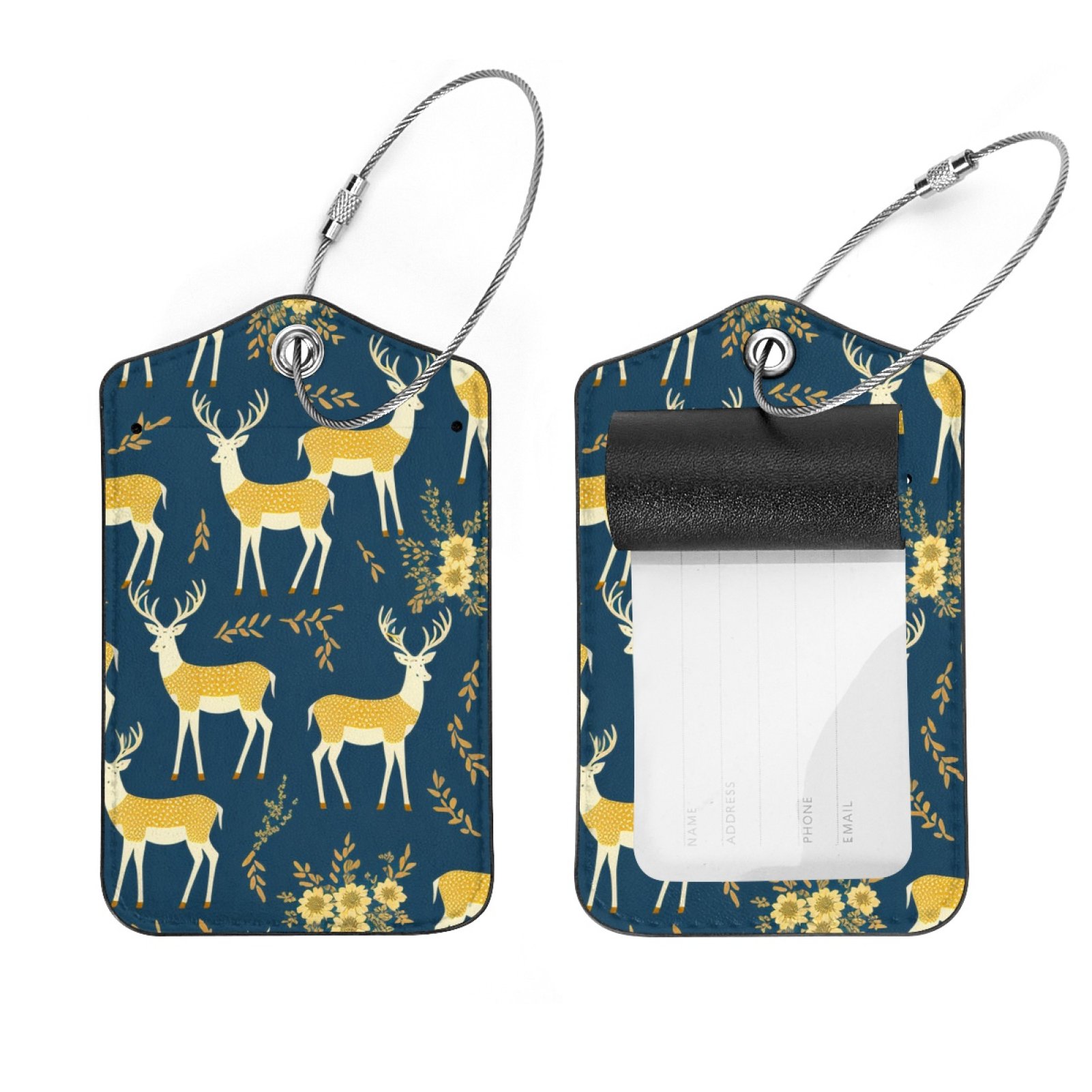 FVQL Yellow Deer Flower Luggage Bag Tags for Suitcases,2 Pcs Travel ...
