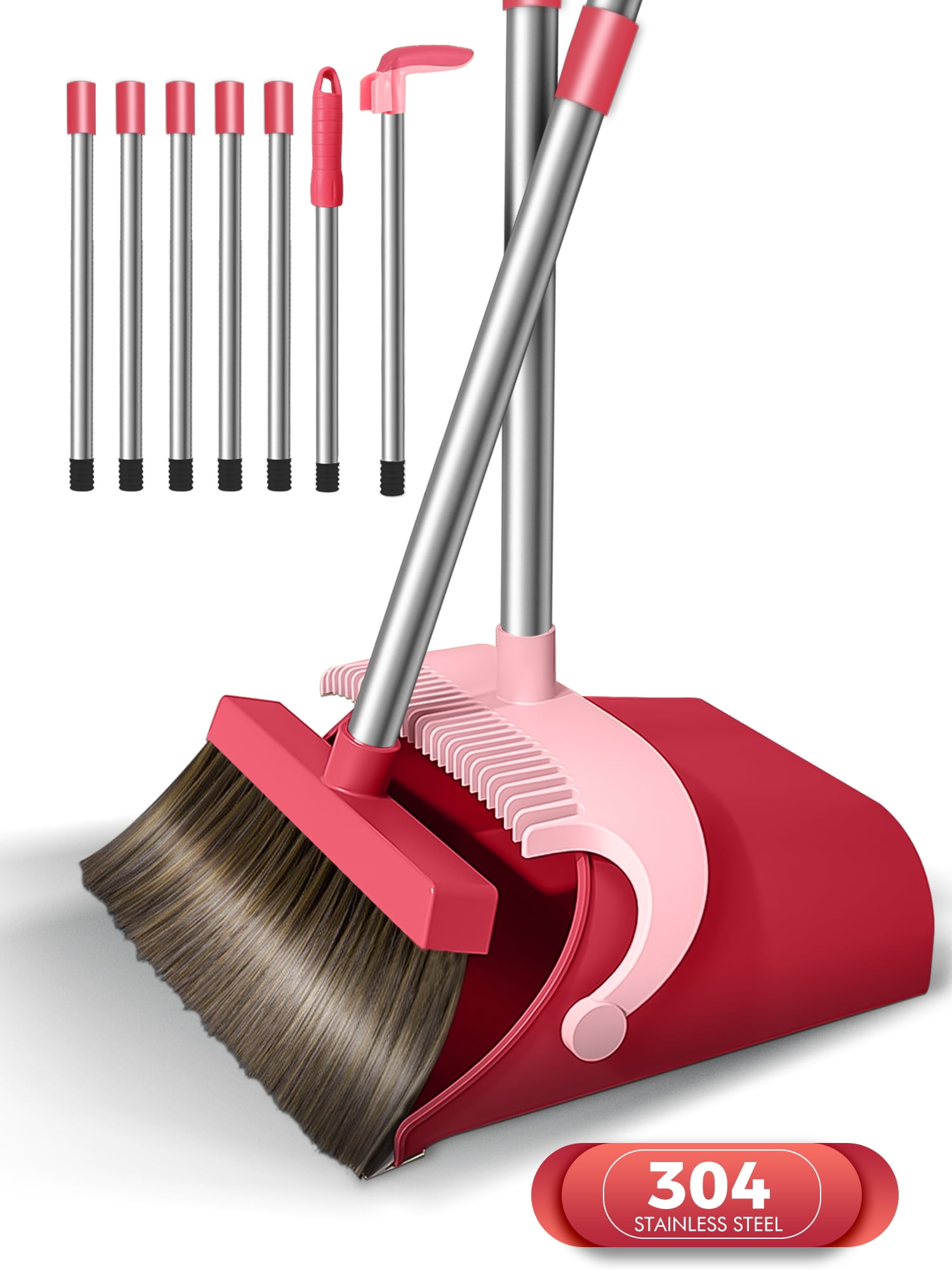 FVSA Broom and Dustpan Set, 2023 Indoor or Outdoor Broom and Dust Pan ...
