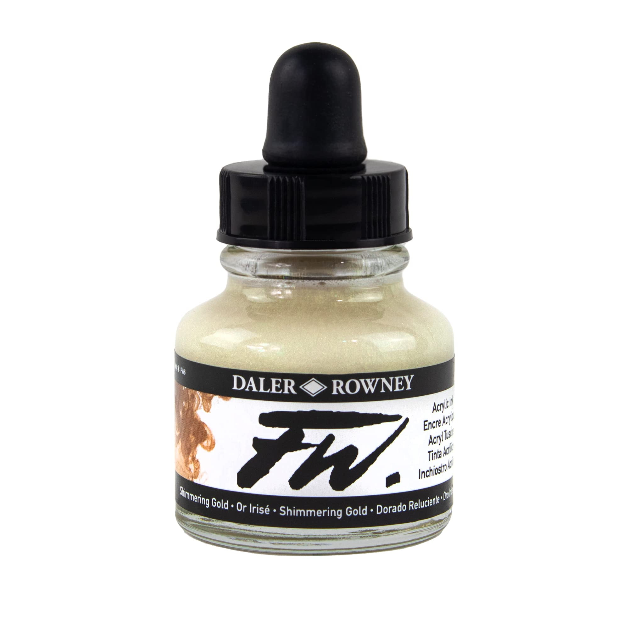 FW Acrylic Ink bottle Shimmering gold - A versatile acrylic drawing ink ...