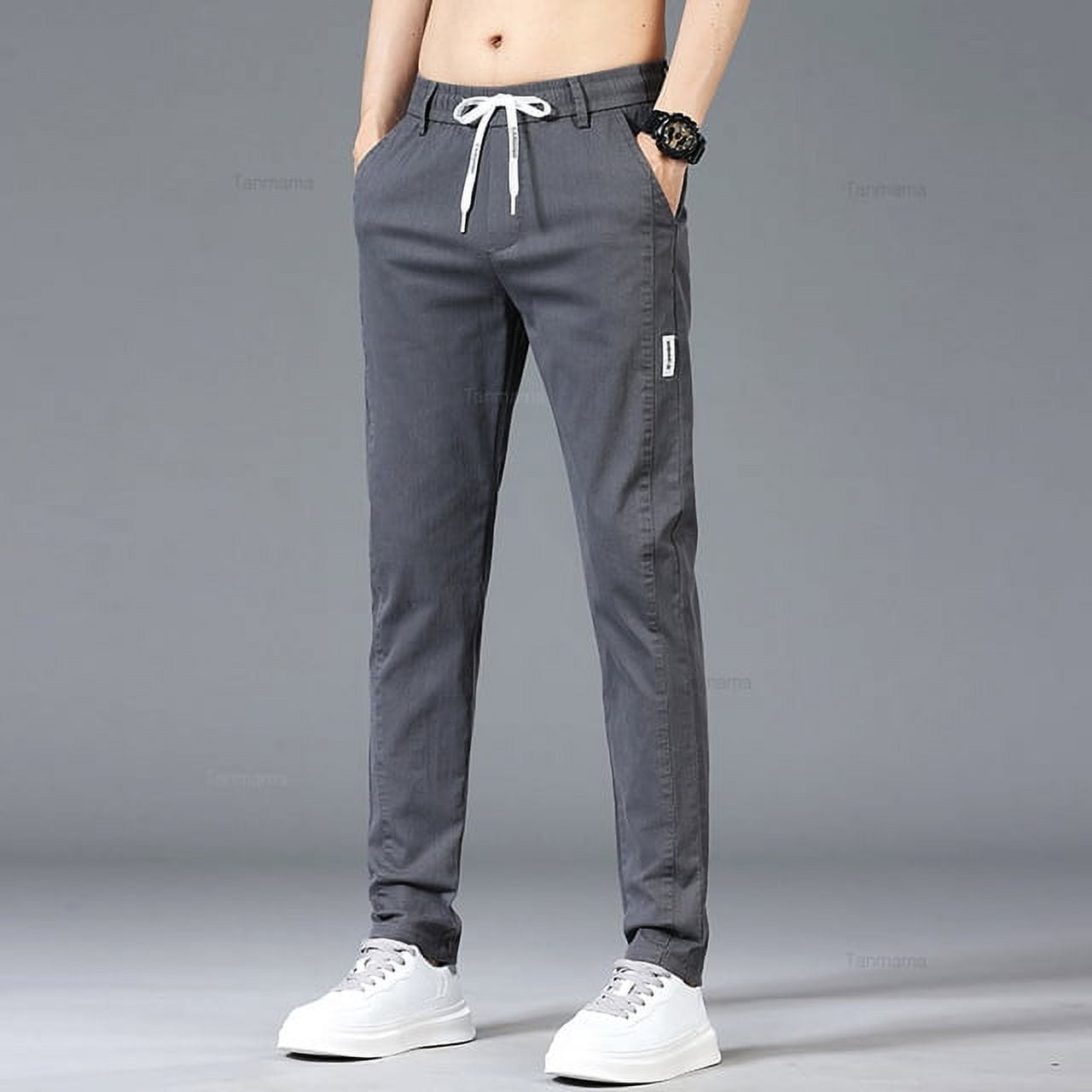 FWL01 Spring Summer Men‘s Casual Pants Fashion Thin Elastic Waist ...