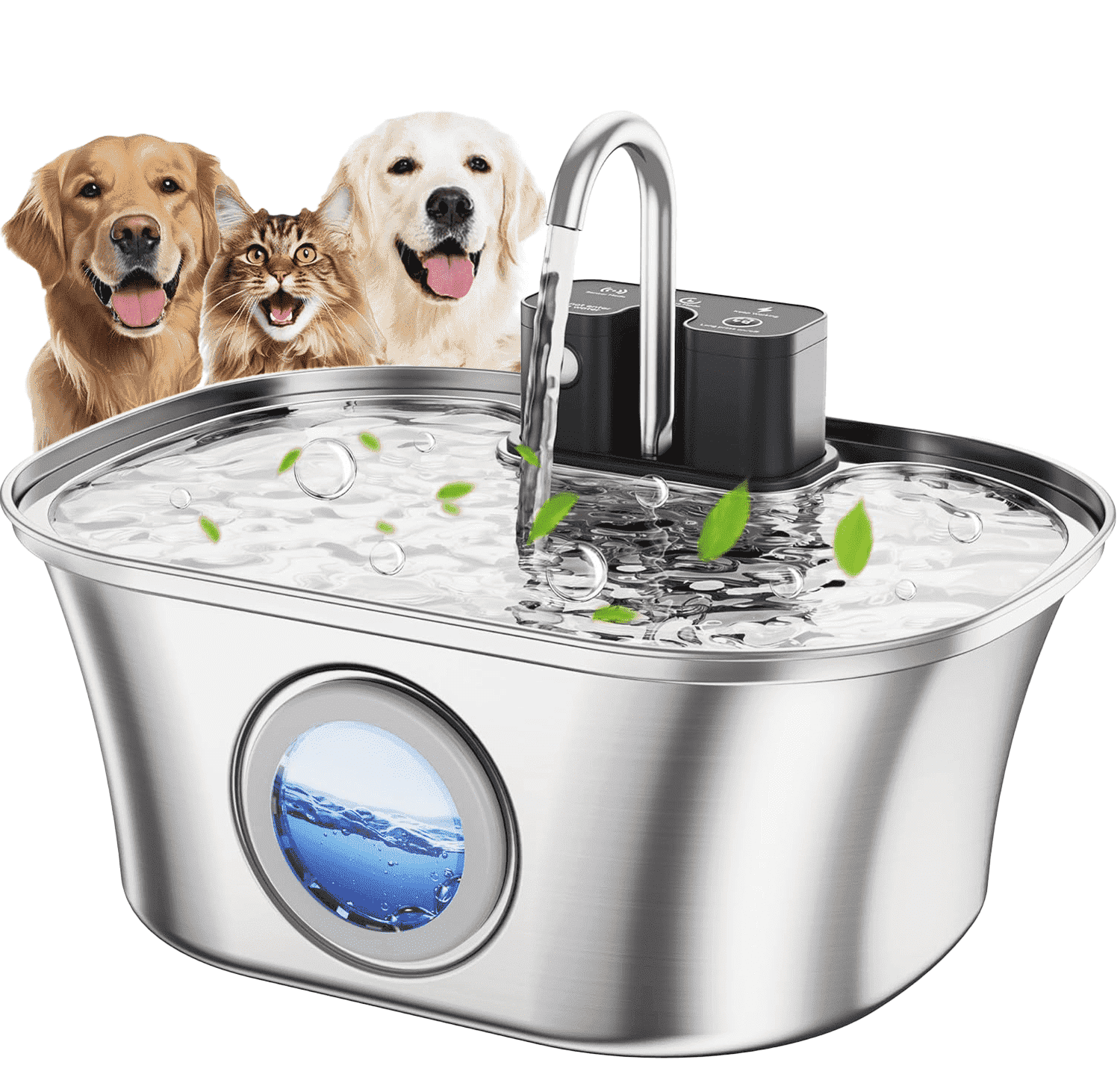 108oz/3.2L Wireless Cat Water Fountain Stainless Steel, Pet Fountain ...