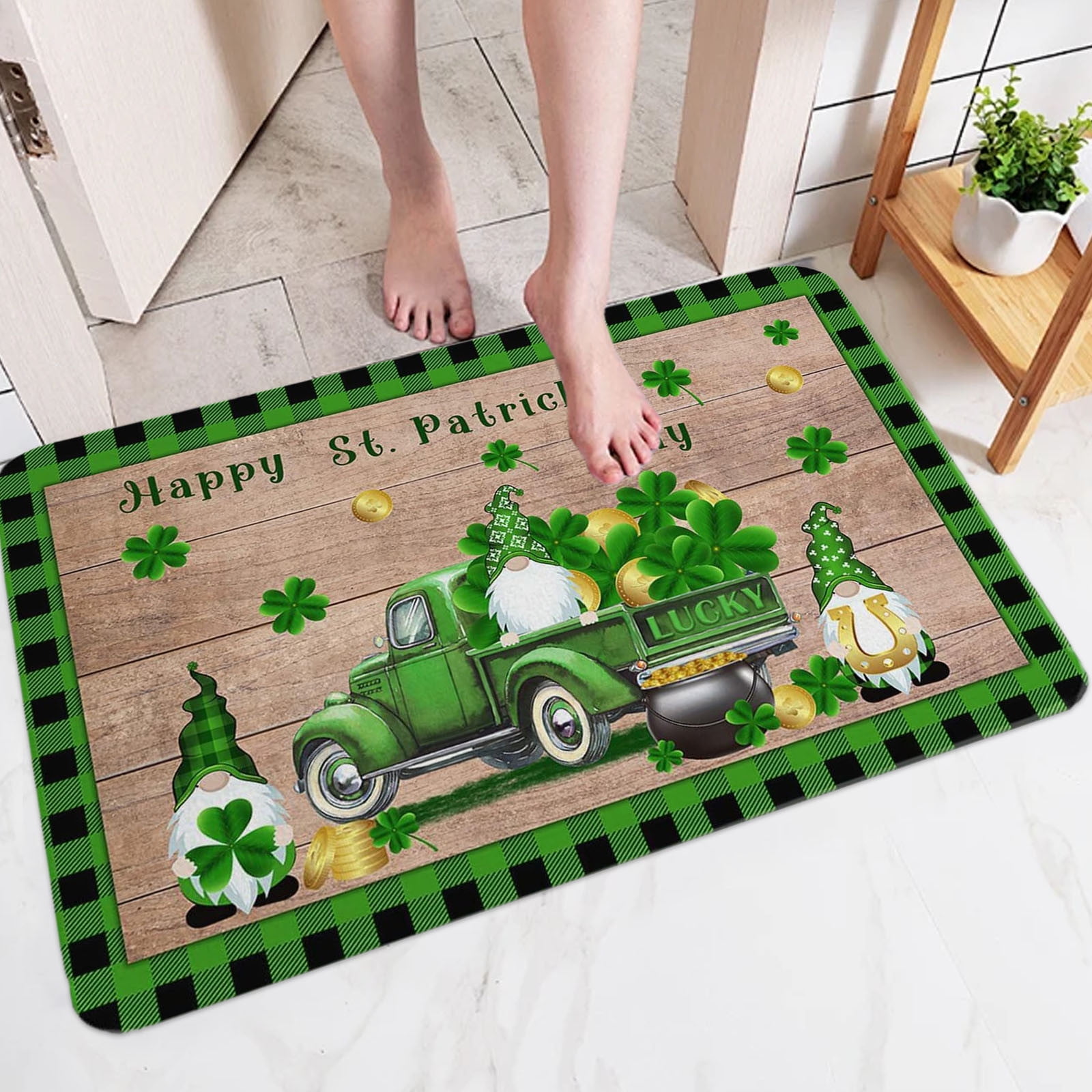 FWOVF Saint Patrick's Day Carpet Three Sizes Faux Wool Entry Door Mat ...