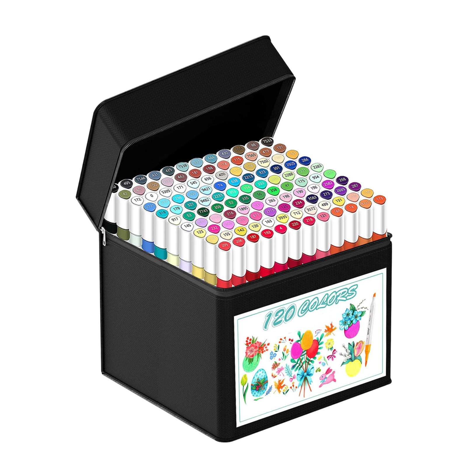 FWYOUNG 120 Colors Markers Set with Carrying Case, Dual Tip Point ...