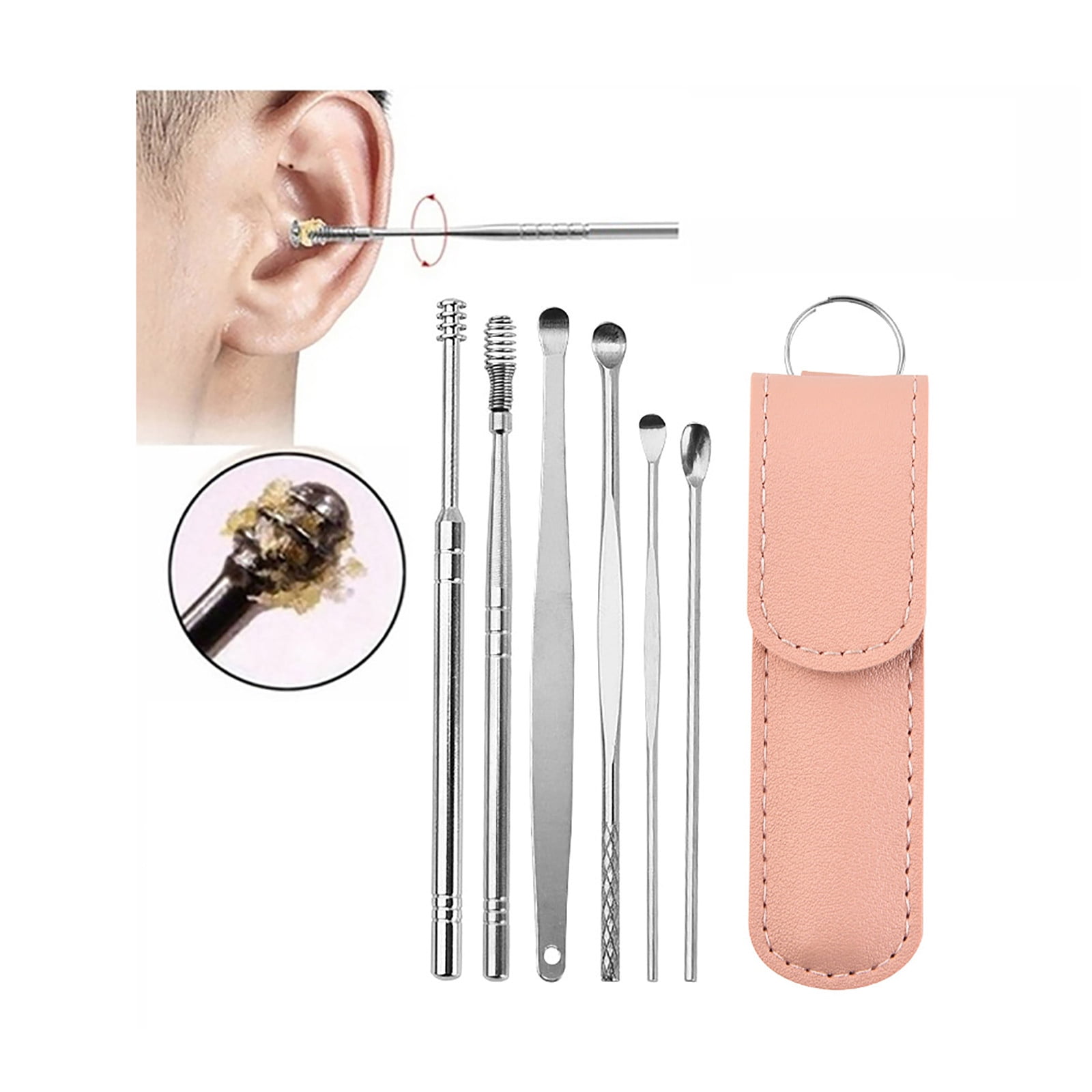 FWYOUNG 6 in 1 Reusable Ear Wax Cleaner Kit, Spring Earwax Removal Tool ...