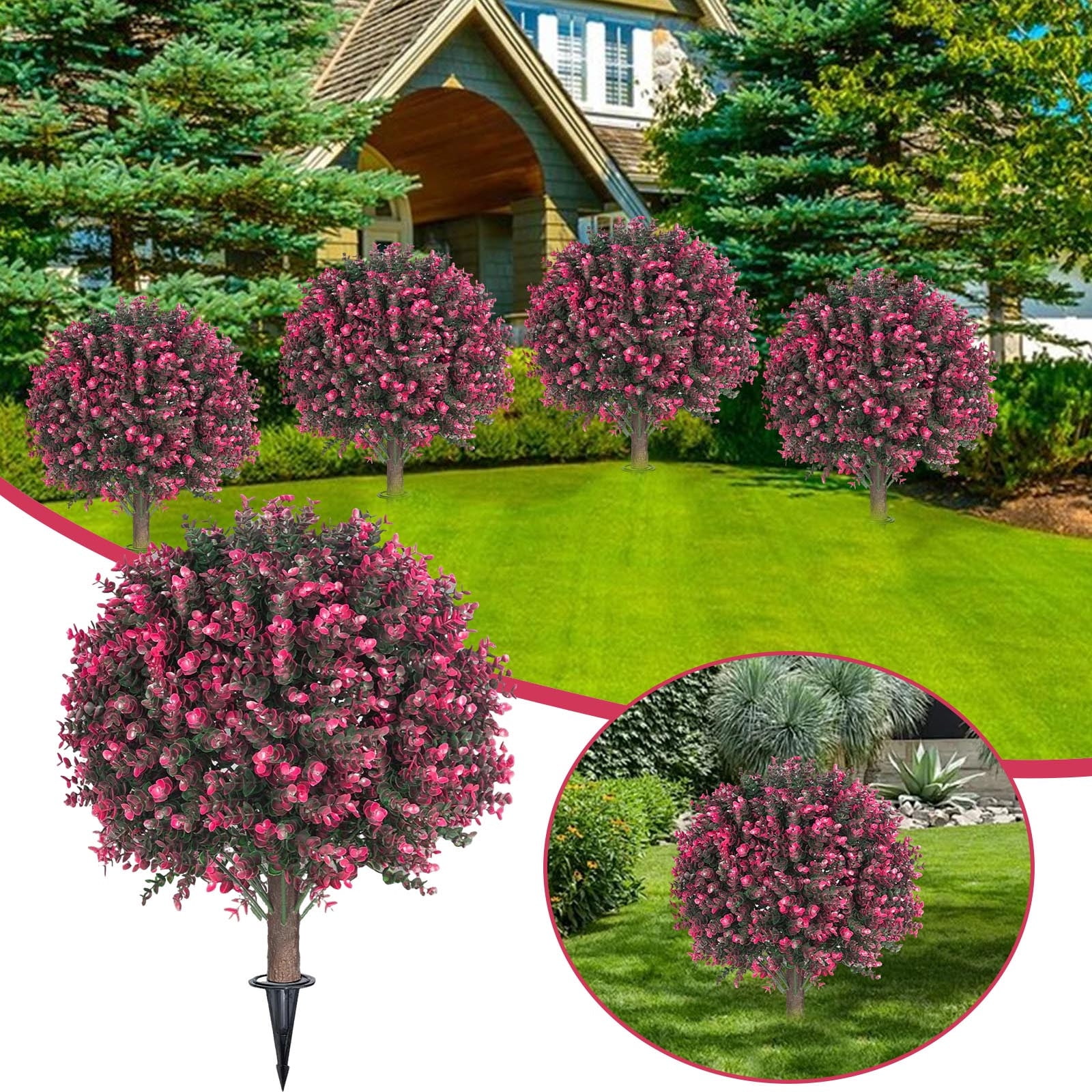 FWYOUNG Outdoor Rose Boxwood Flower Shrub With 22 Inch Ground Nails ...