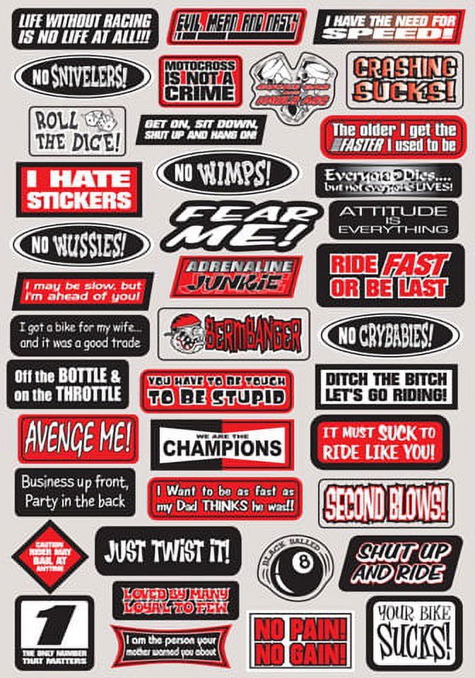 Factory Effex 07-68012 Fx 2015 Sponsor/Logo Sticker Sheets Fun Phrases ...