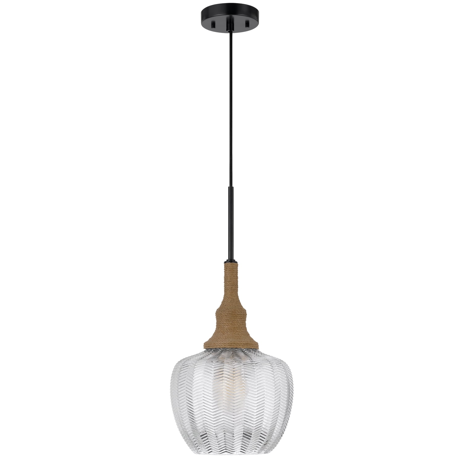 Cal Lighting Monroe 60W glass pendant light with burlap roped font ...