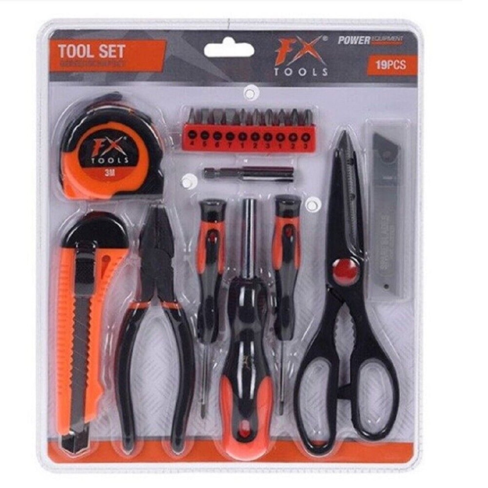 FX Tools 19 Piece Tool Set Screwdriver Tape Measure Pliers Cutter ...