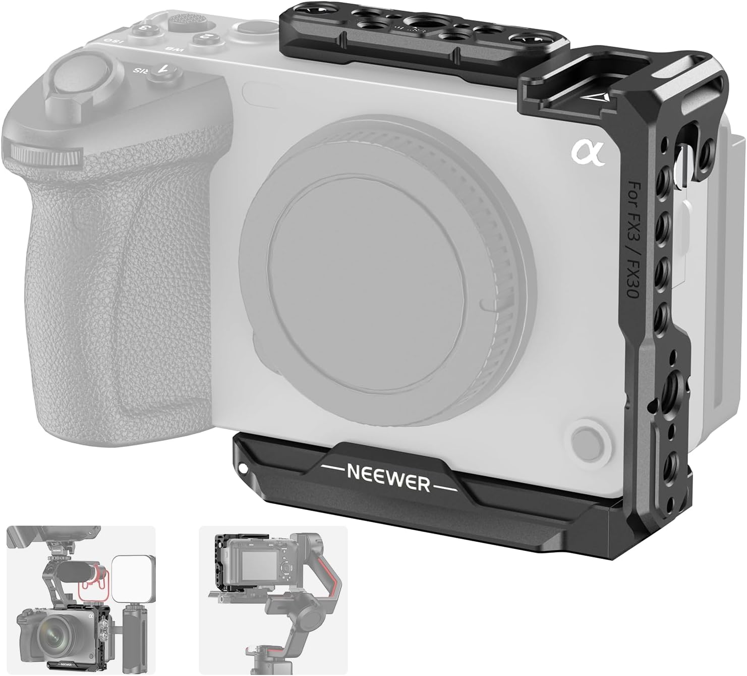 FX3 FX30 Half Cage for Sony FX3 FX30 Camera, Aluminum Video Rig with ...