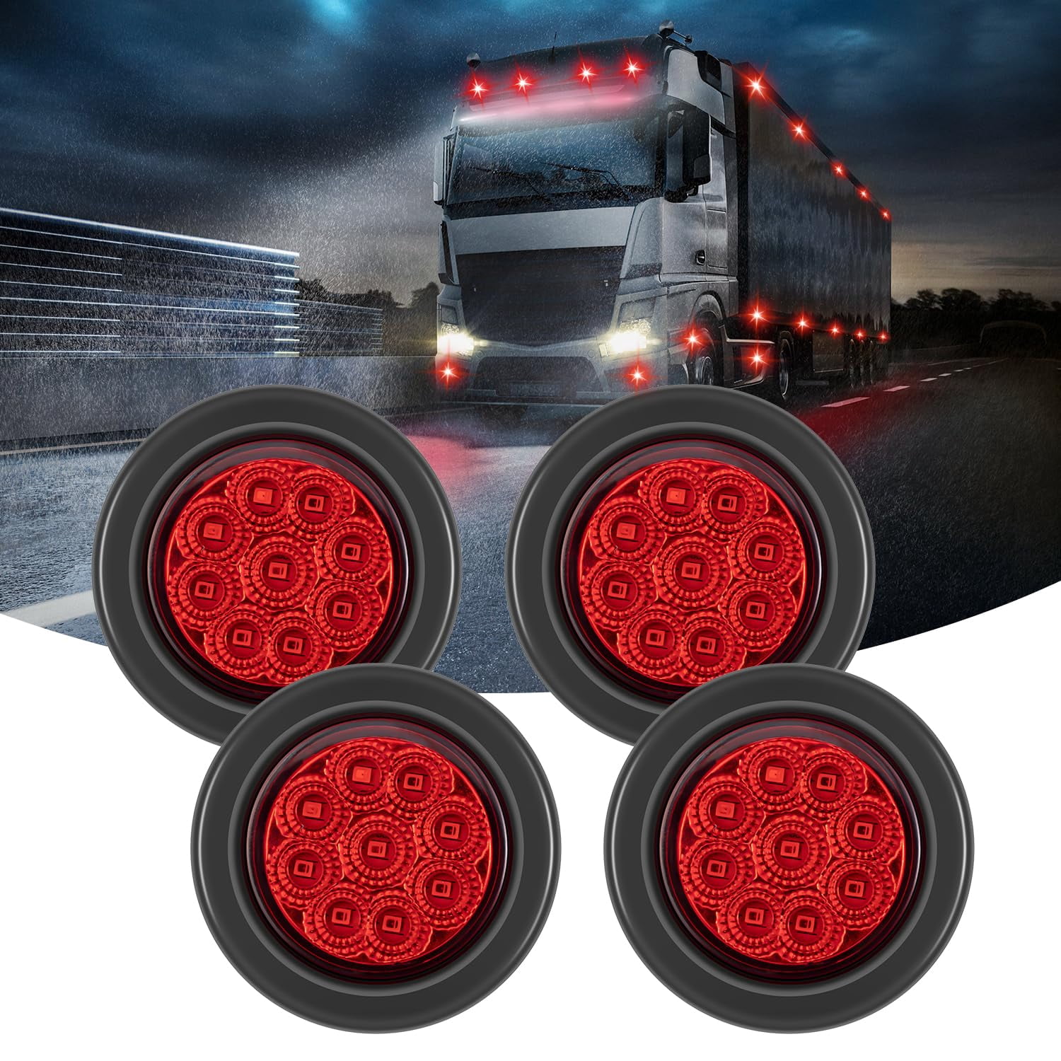 FXC 4Pack 2 Inch SSF20 Round Truck Trailer LED Side Marker Clearance ...