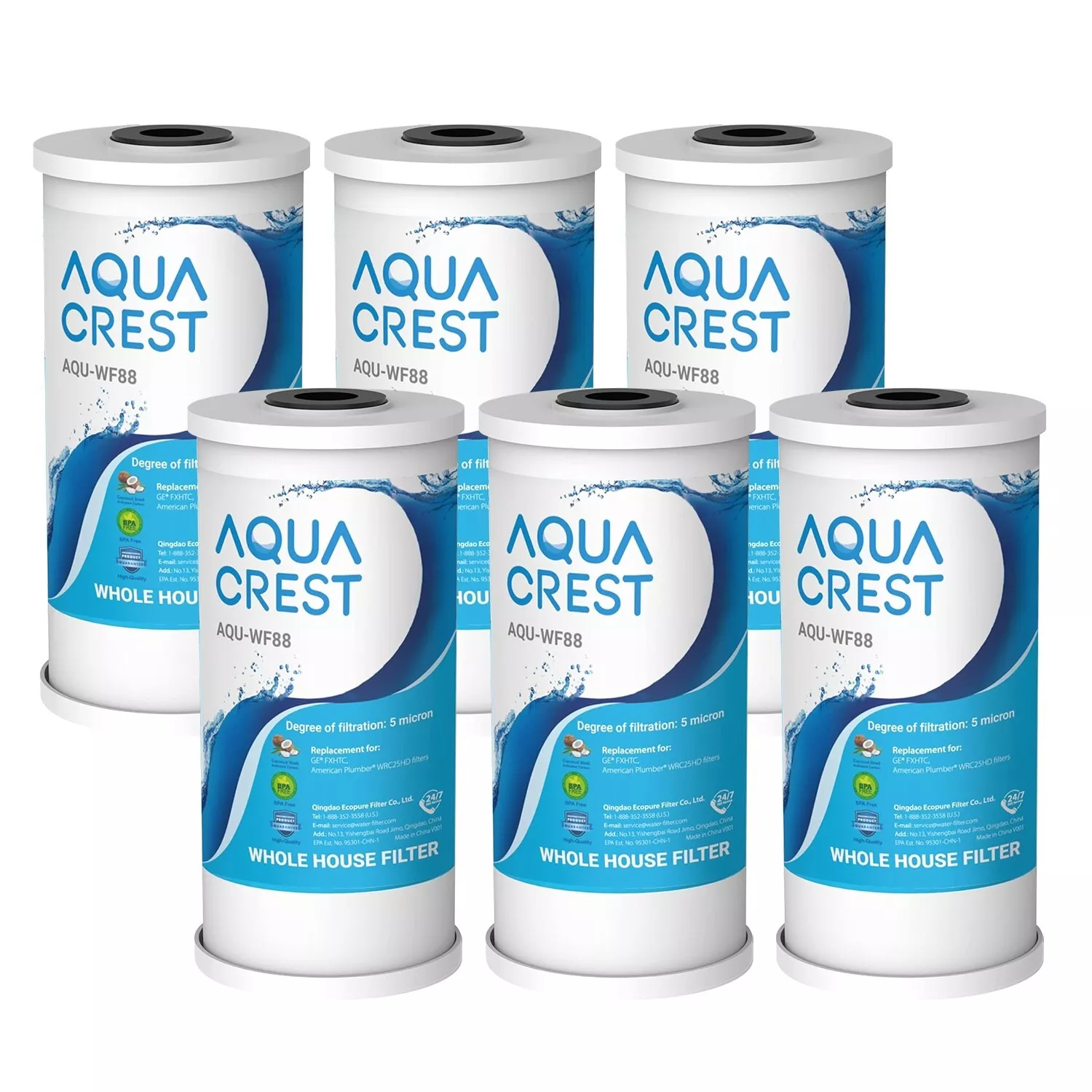 FXHTC Water Filter, Whole House Water Filter, Well Water Filter(6 pack ...