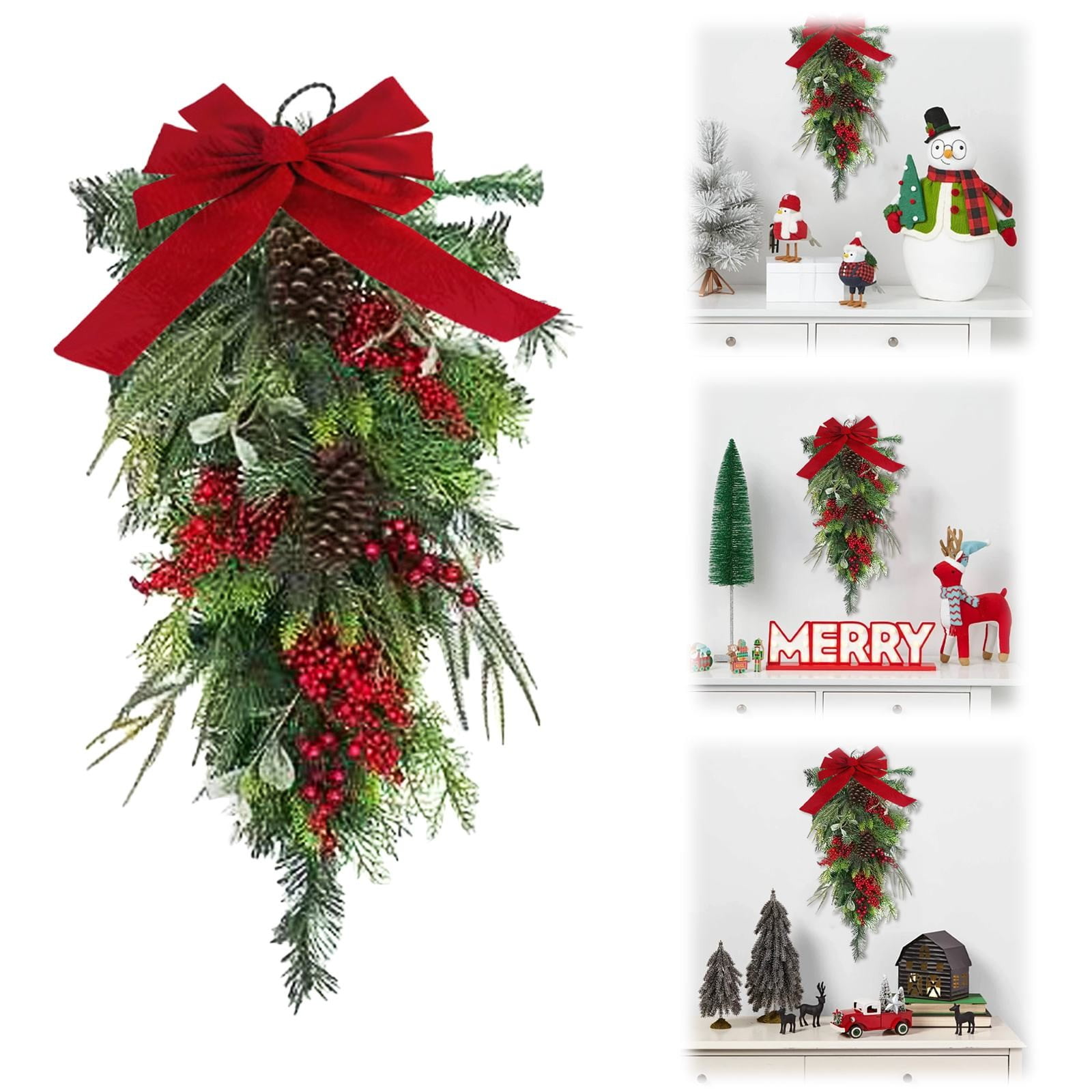 FXMLRLK 1 PCS 17.7" Christmas Teardrop Swag, Artificial Greenery ...