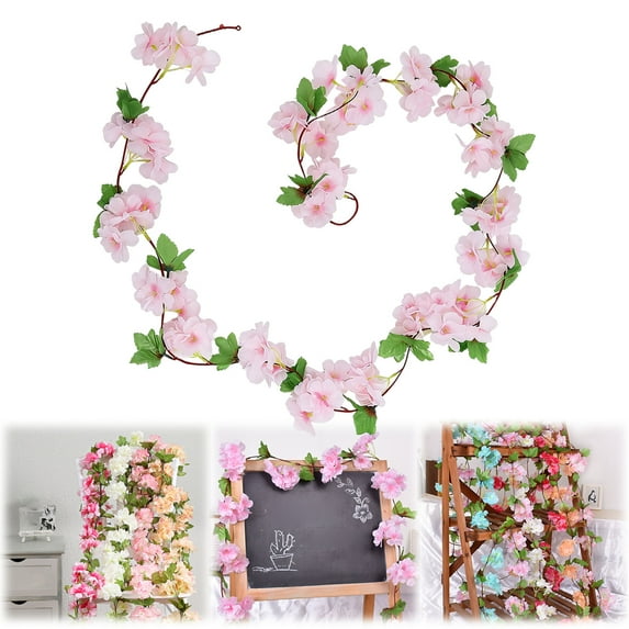 FXMLRLK 1 Pack 2.3m/90.55inch Artificial Cherry Blossom Flower Vines ...