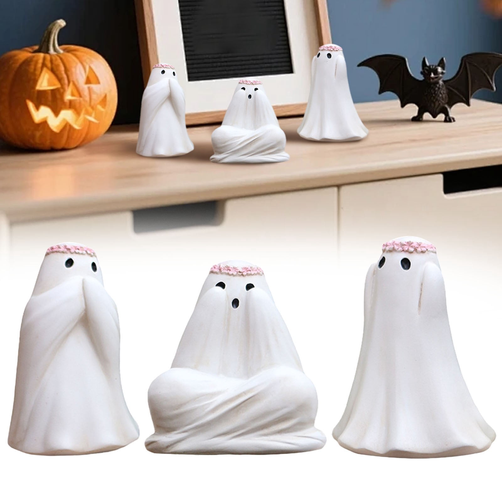 FXMLRLK 1 Pack Cute Ghost Garden Statue Outdoor Indoor Halloween Decor ...