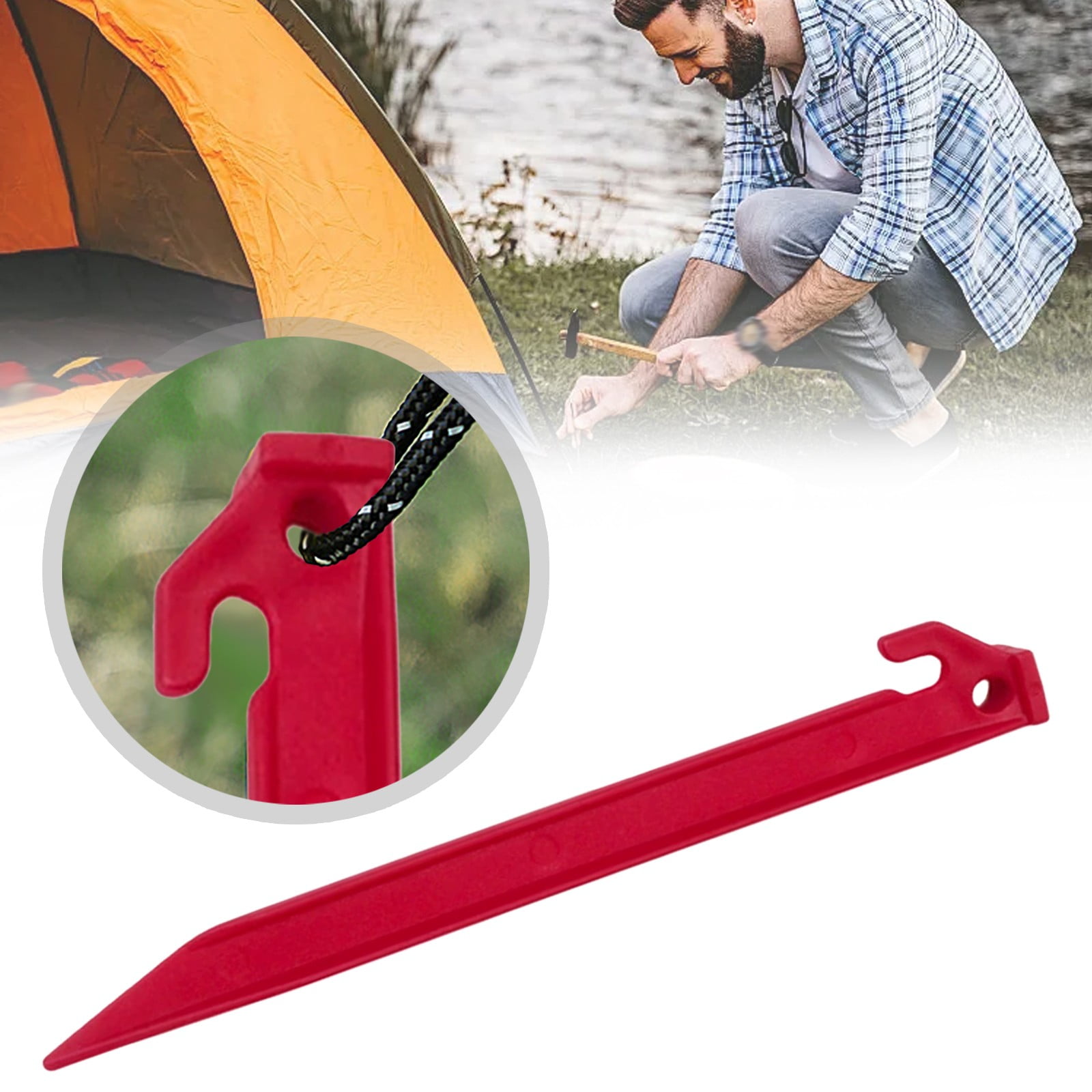 FXMLRLK 1 Piece Plastic Tent Stakes, 9 Inch Heavy Duty Tent Pegs Spike ...