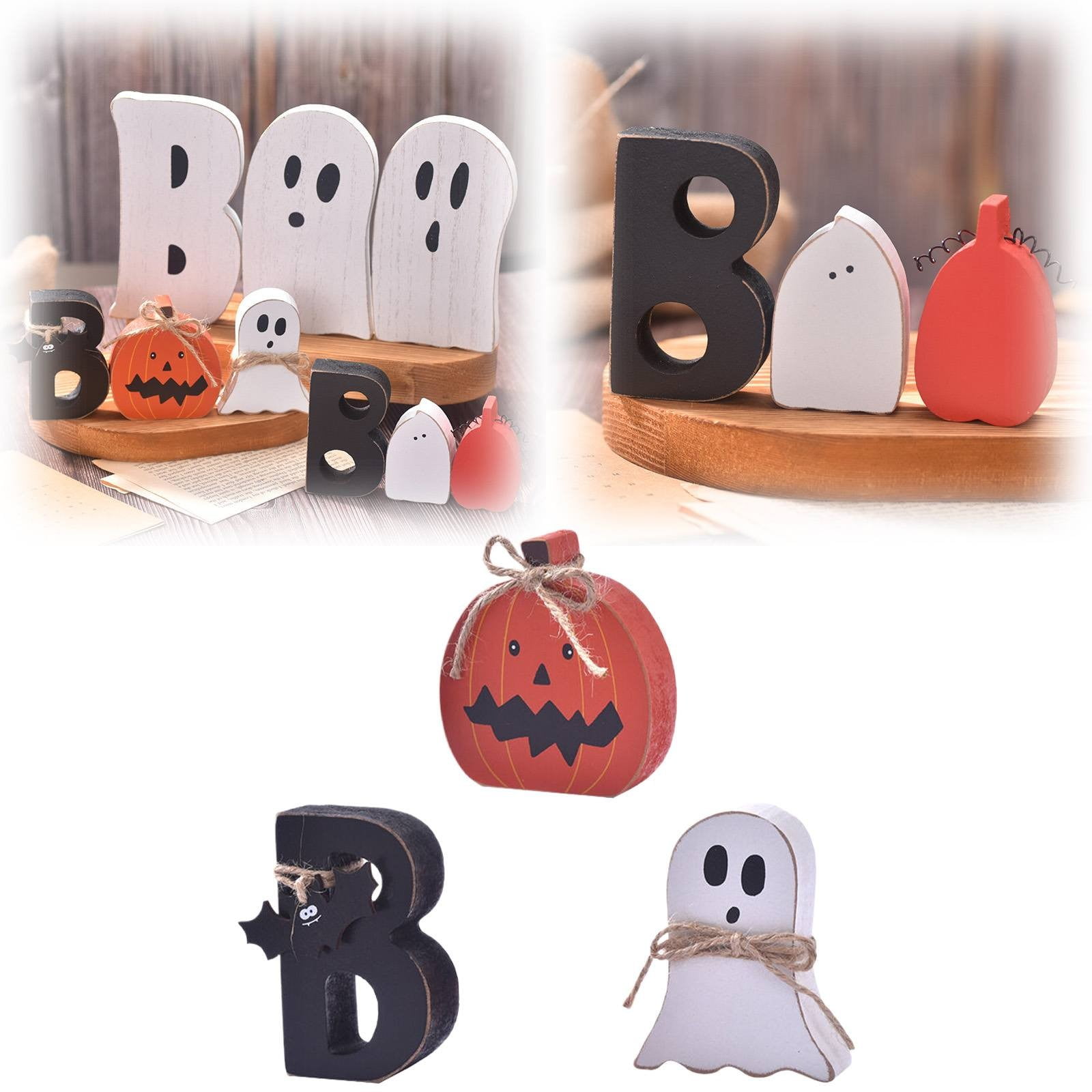 FXMLRLK 3 PCS Farmhouse Halloween Cute Ghost and Pumpkin Decorations ...