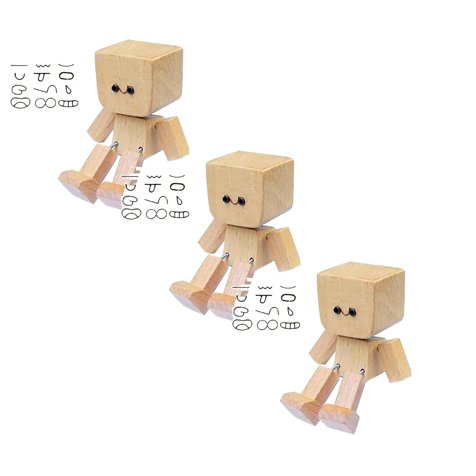 FXMLRLK 3 PCS Shaking Wooden Man Figurine, Charming Little Wooden ...
