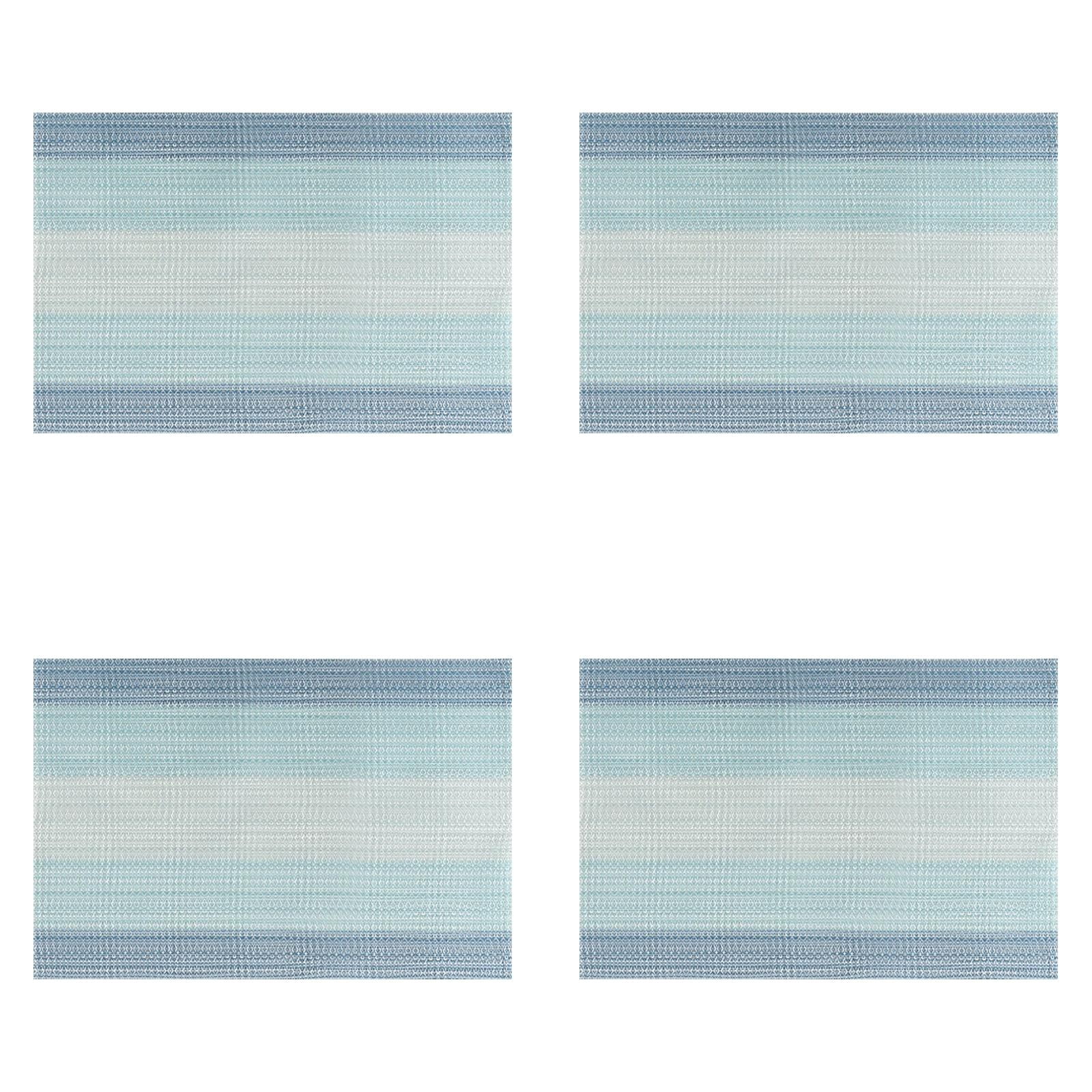 FXMLRLK 4 Pcs Gradient Blue Vinyl Placemats, Washable Heat Resistant ...