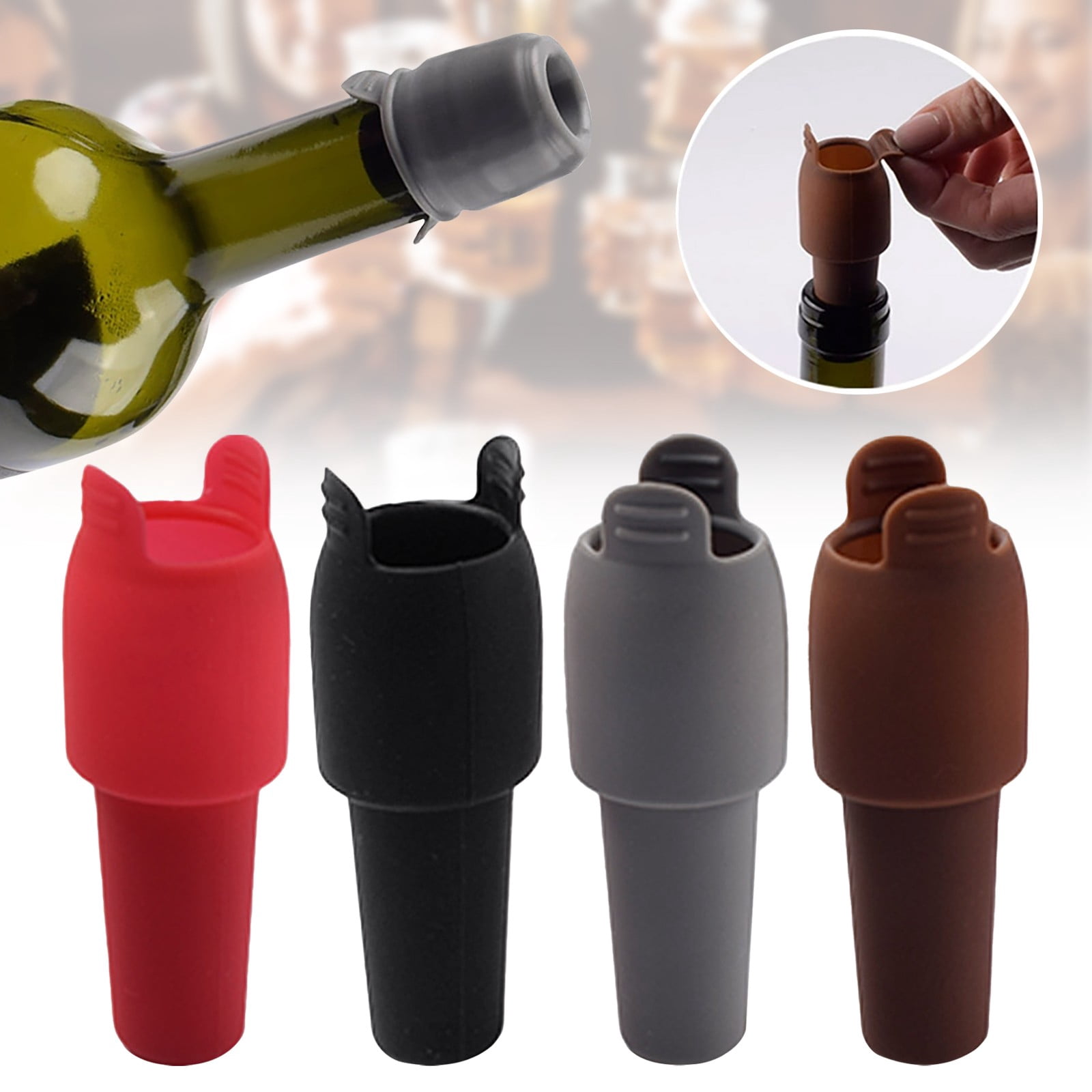 FXMLRLK 4Pcs Reusable Sparkling Wine Bottle Stoppers,Silicone Wine Seal ...