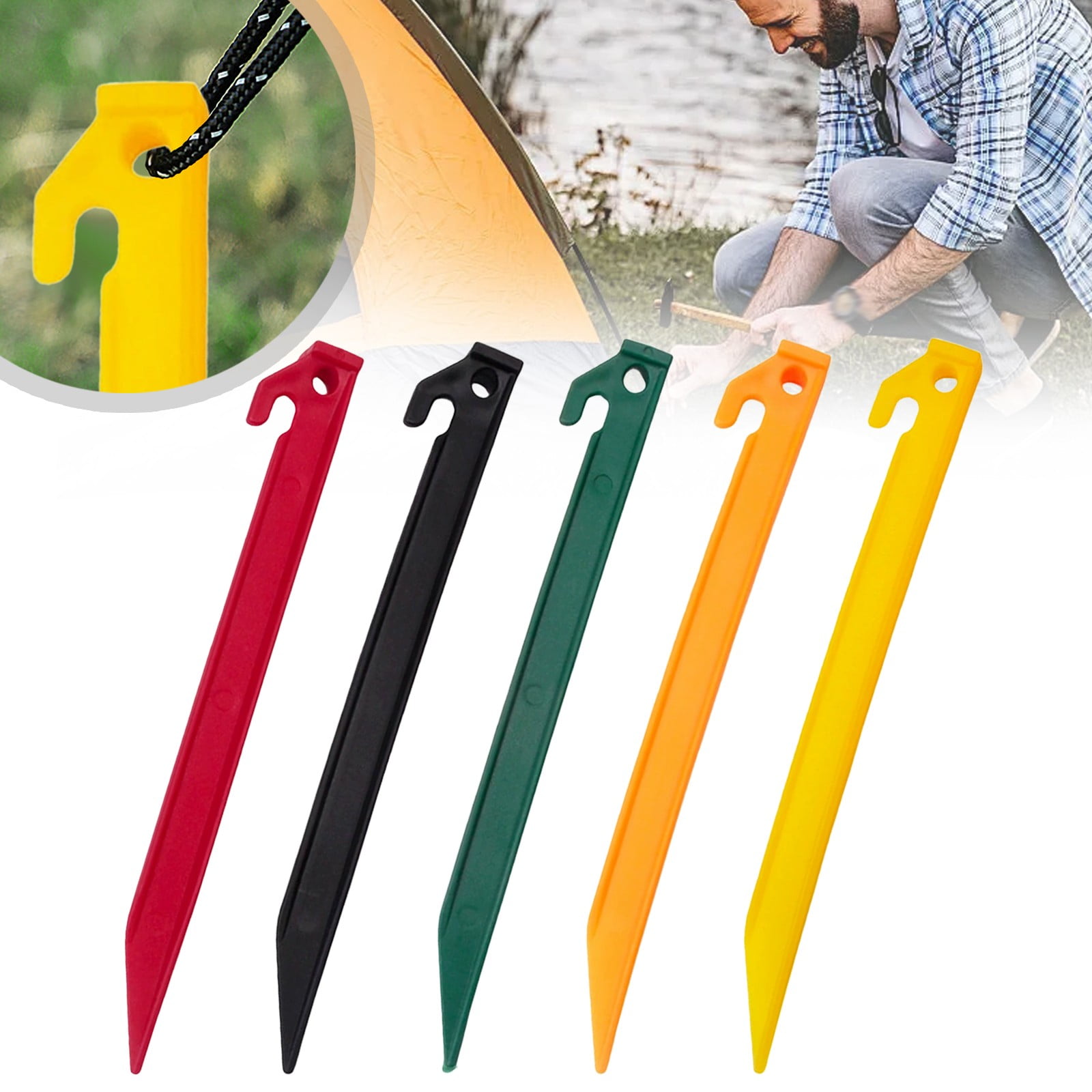 FXMLRLK 5 Pieces Plastic Tent Stakes, 9 Inch Heavy Duty Tent Pegs Spike ...