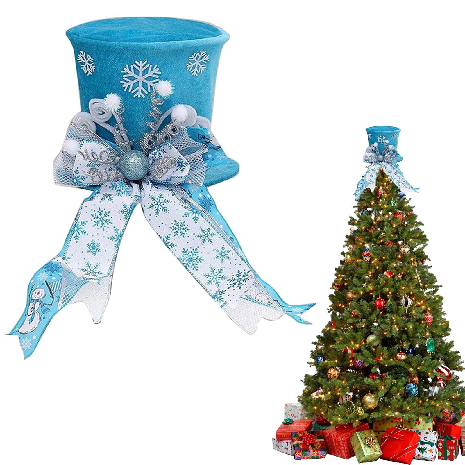 FXMLRLK Christmas Tree Topper Whimsical Top Hat wth Check Bows Xmas ...