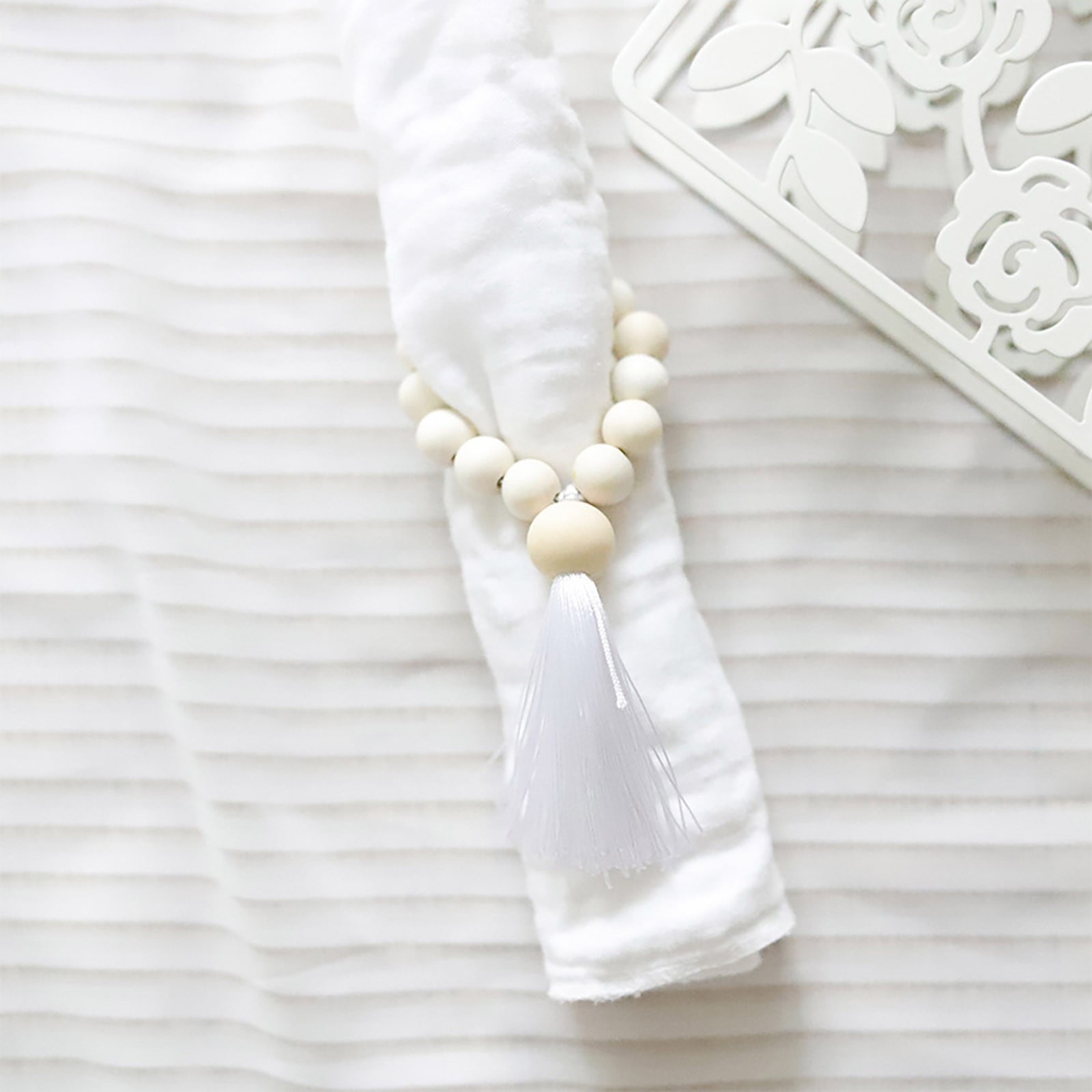 FXMLRLK Napkin Rings , Spring Napkin Rings, Wood Bead Farmhouse Napkins ...
