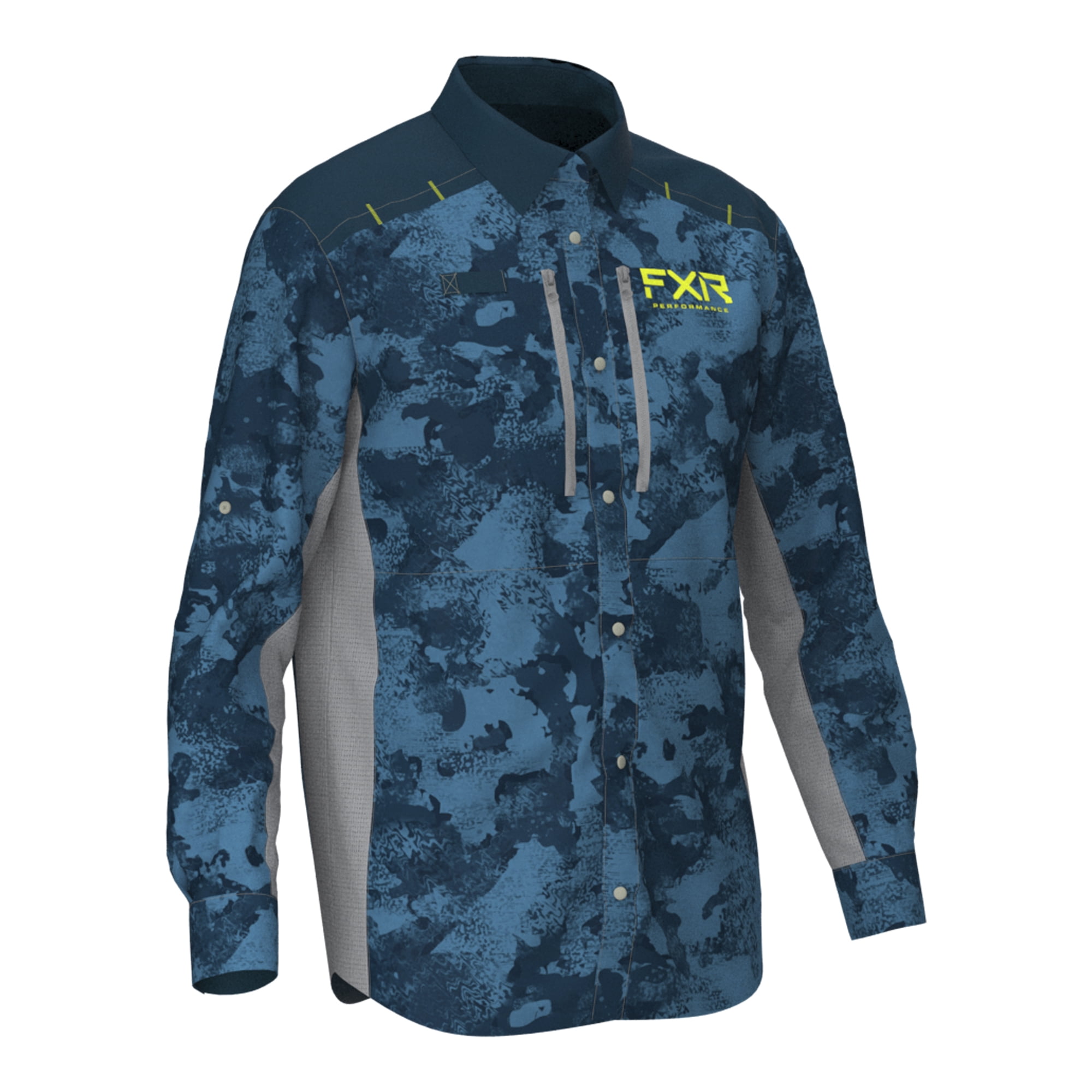 FXR Cast Performance UPF Tech Long Sleeve Shirt Slate Camo/Slate Grey ...