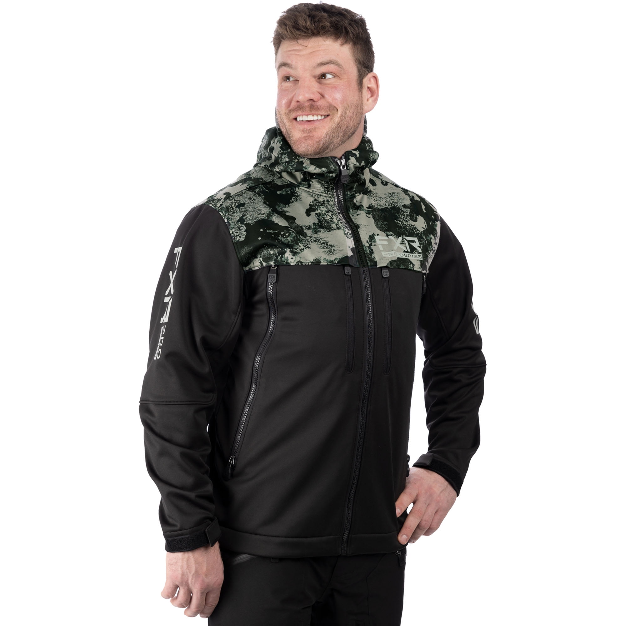 FXR Mens Black Camo Cast Softshell Jacket Breathable Waterproof Fleece ...