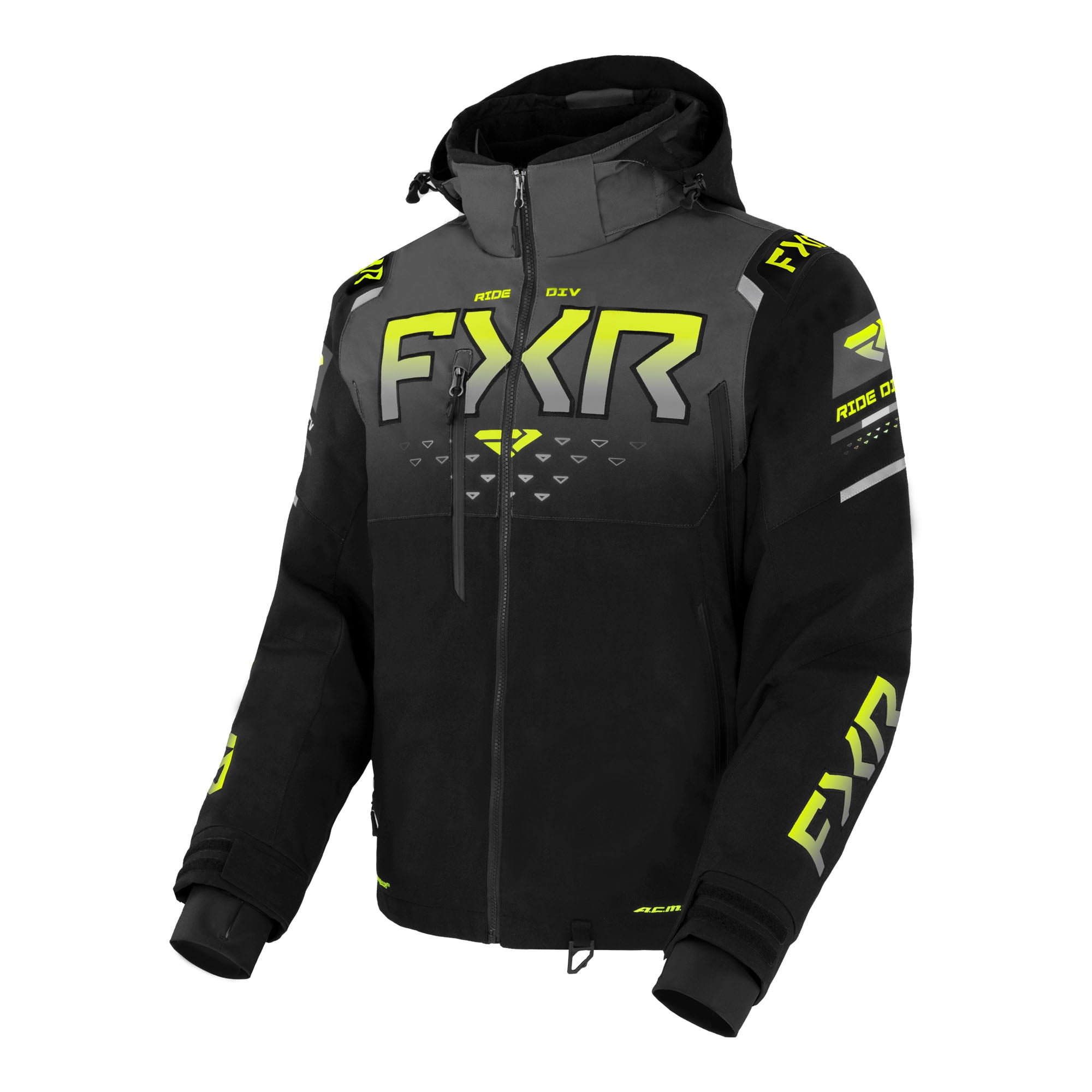 FXR Mens Helium X 2-in-1 Snowmobile Jacket HydrX Pro Shell Black Charcoal HiVis - Walmart.com