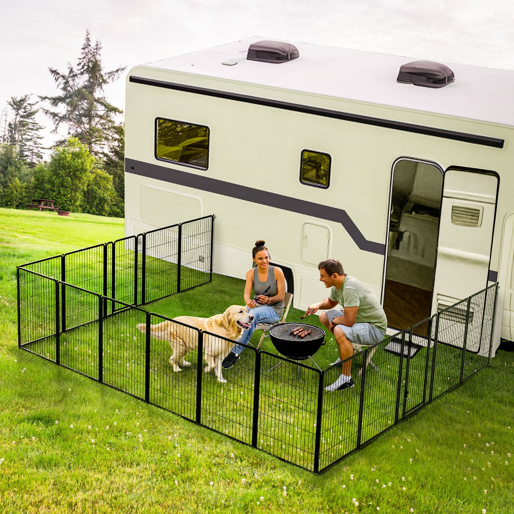 FXW Aster Dog Playpen Designed for Courtyard, RV Camping, 40" 16 Panels ...