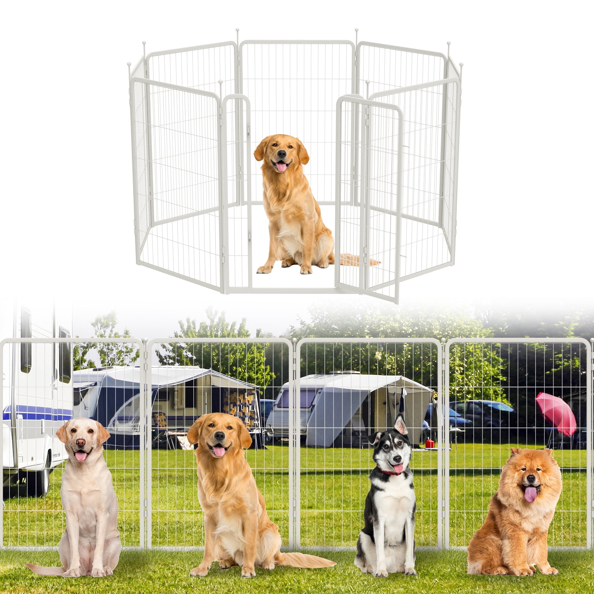 FXW Aster Dog Playpen Designed for Courtyard, RV Camping, 40" 8 Panels ...
