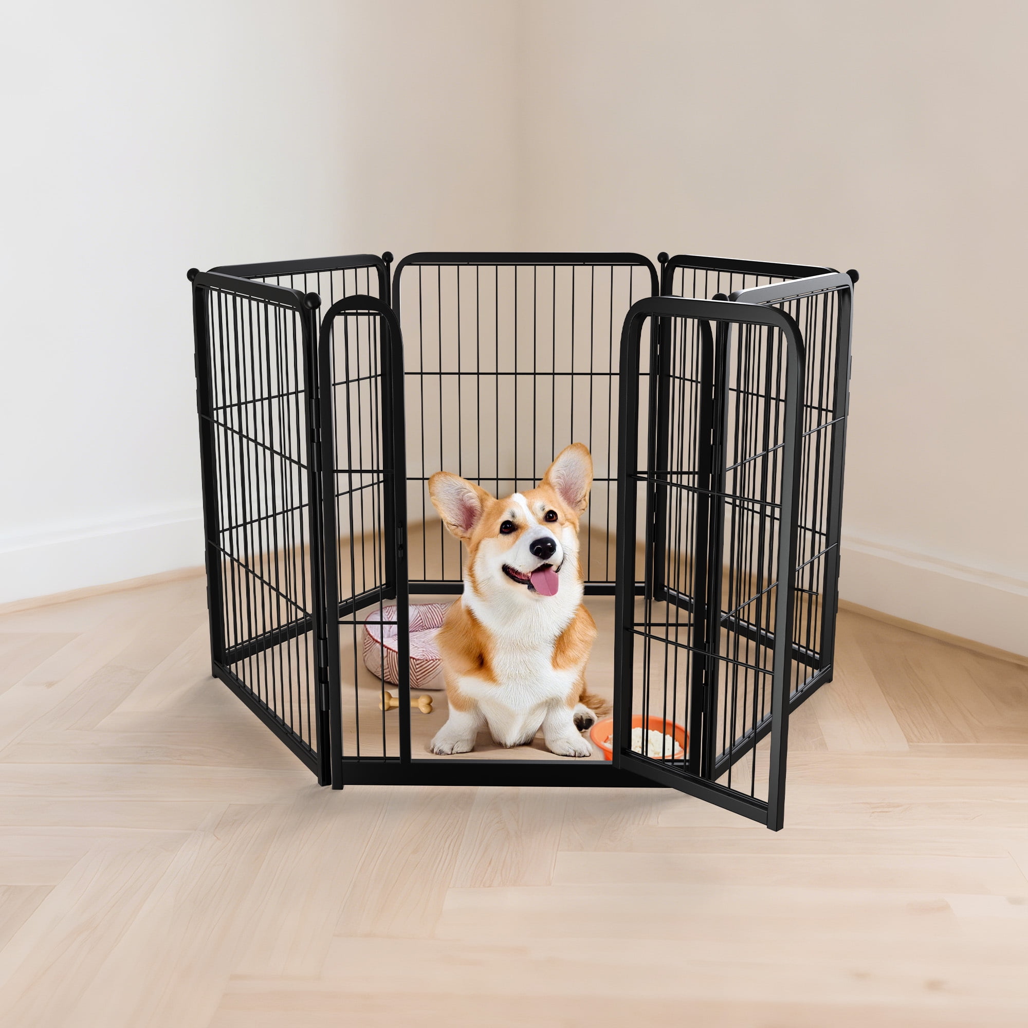 "FXW 32"" Dog Playpen Indoor, 6 Panels with Muffler Tubes & Silicone ...