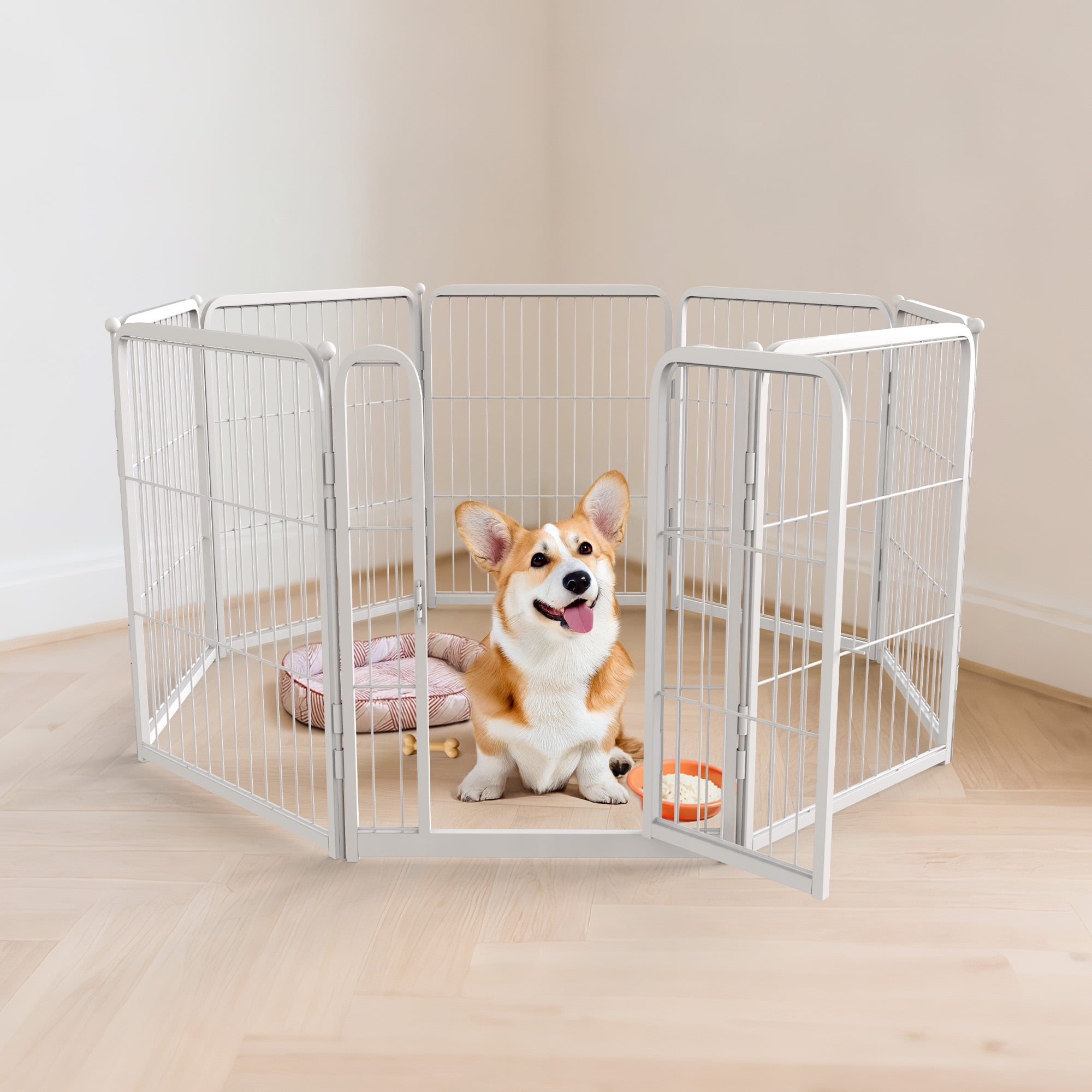 "FXW Homeplus Large Dog Play Area, 8 Panel Indoor Playpen, 32"" Iron ...