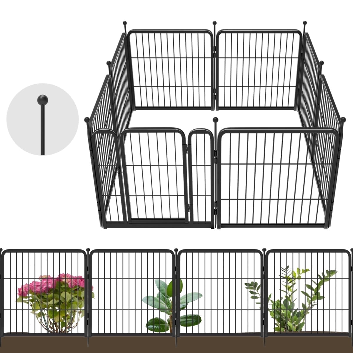 Free Shipping! FXW Metal Garden Fence with Gate - 16ft x 24 inch High ...