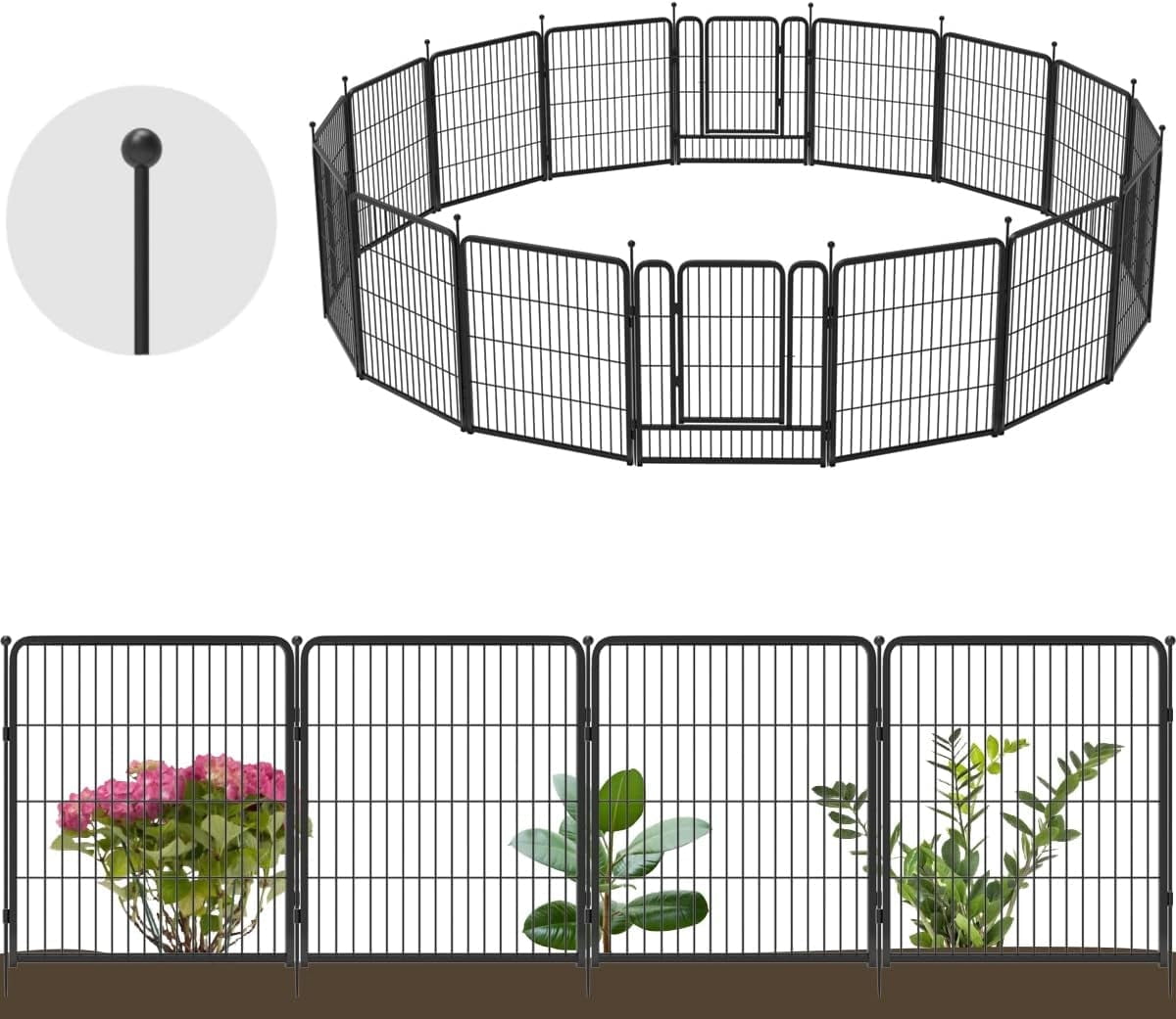 Ashman Online Garden Fence 44in x 3ft - Outdoor Rustproof Metal ...