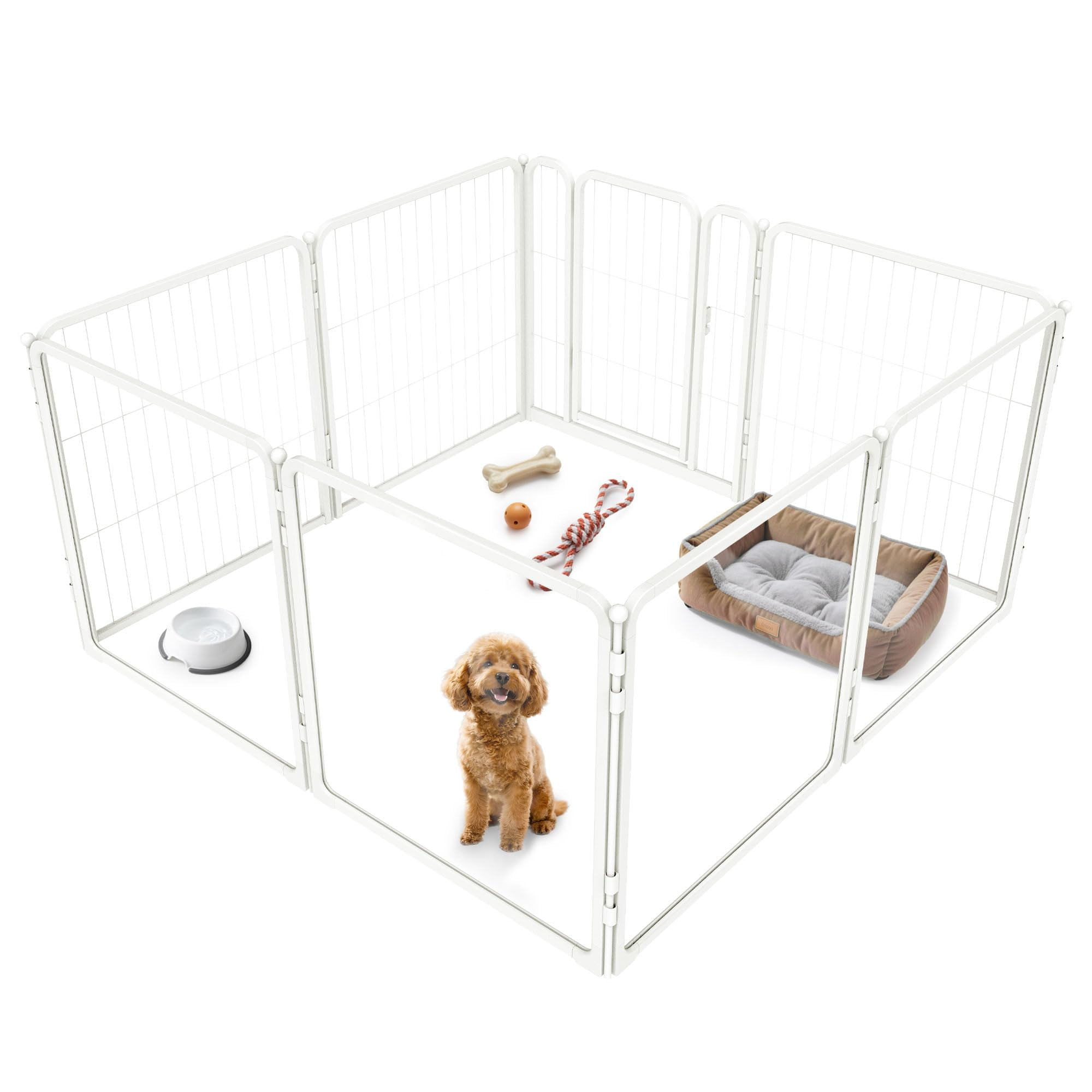 FXW Acrylic & Wire Mesh Indoor Dog Playpen, Heavy Duty 24 Inch 8 Panels ...