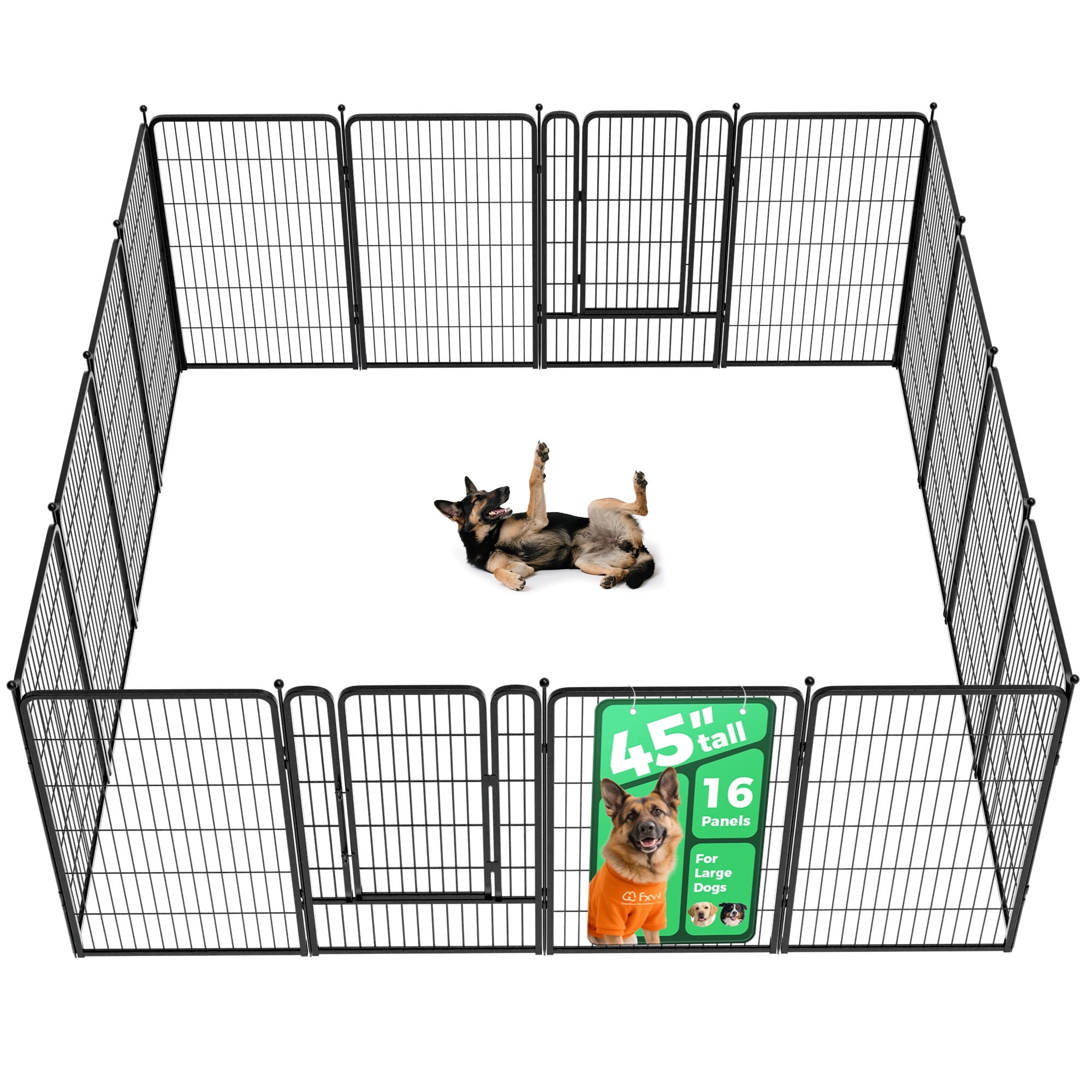 "FXW Outdoor Dog Playpen, 16-Panel, 45"" Height, Door Access, Suitable ...