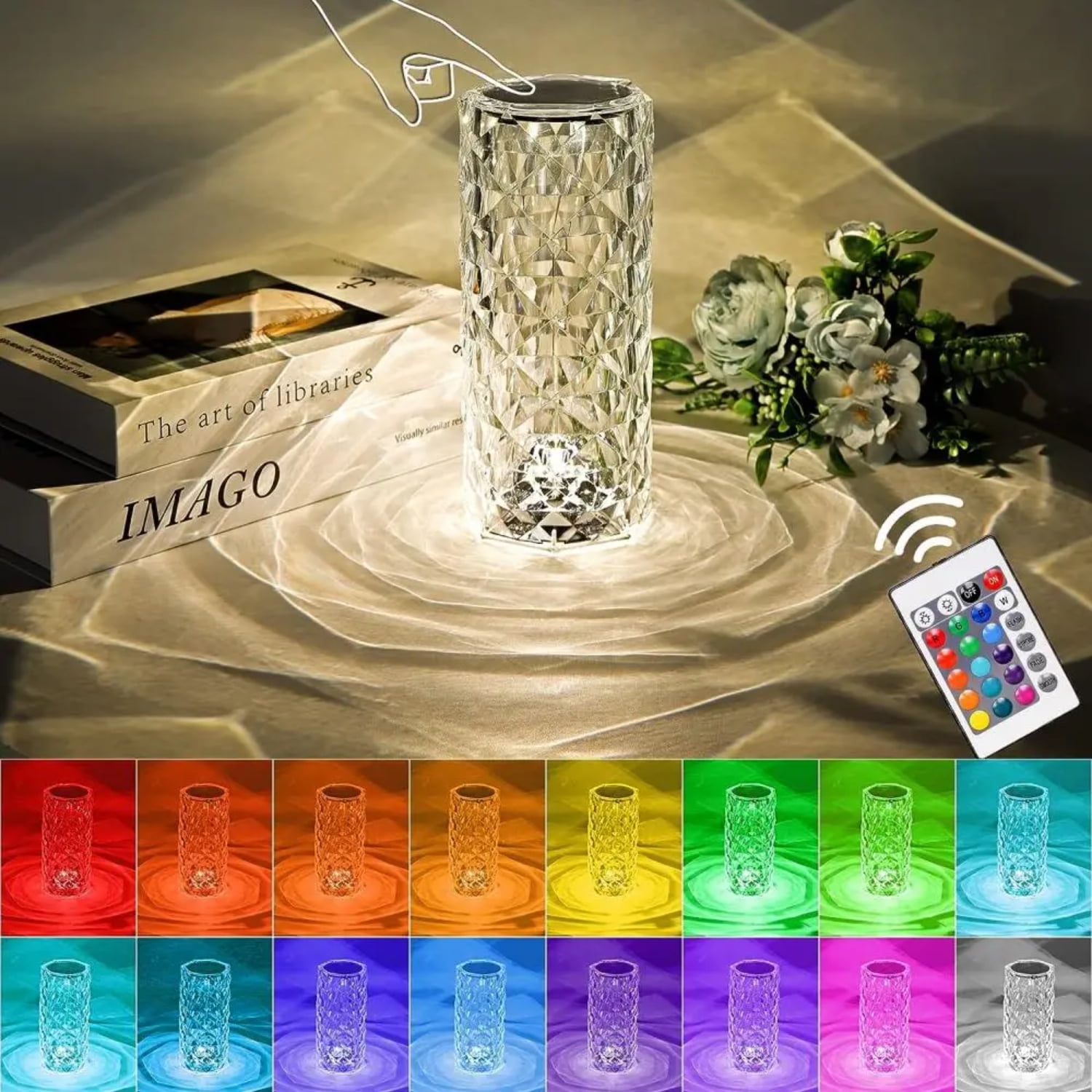 FXY 2025 LED Night Light Table Lamp Crystal Rose Light Smart Atmosphere ...