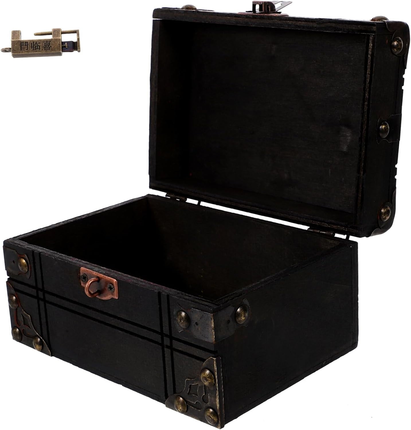 FXYPirate Treasure Chest Vintage Wood Keepsake Box Jewelry Trinket Box ...