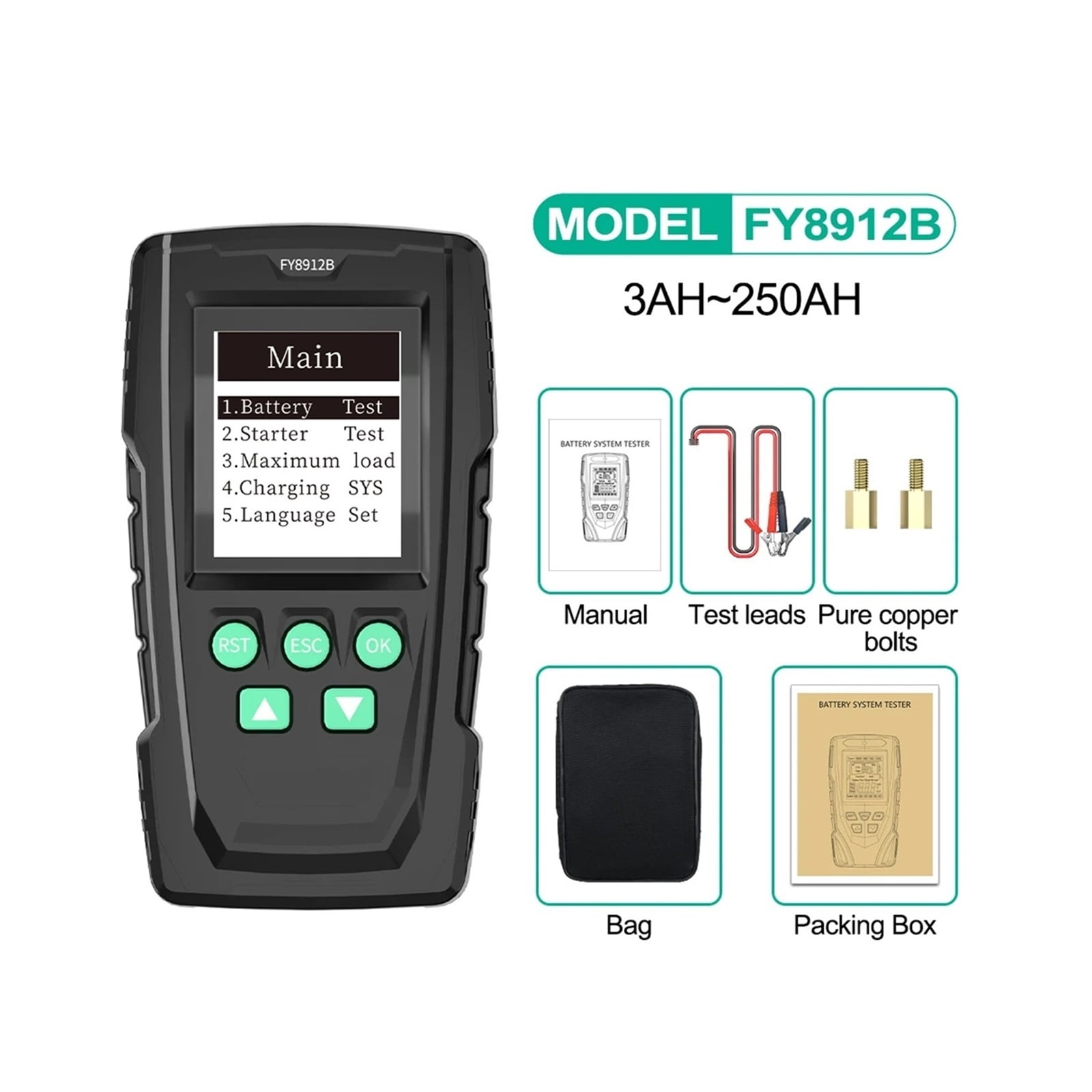 FY8912A Car Battery Tester 12V 24V Car Motorcycle Truck Battery ...