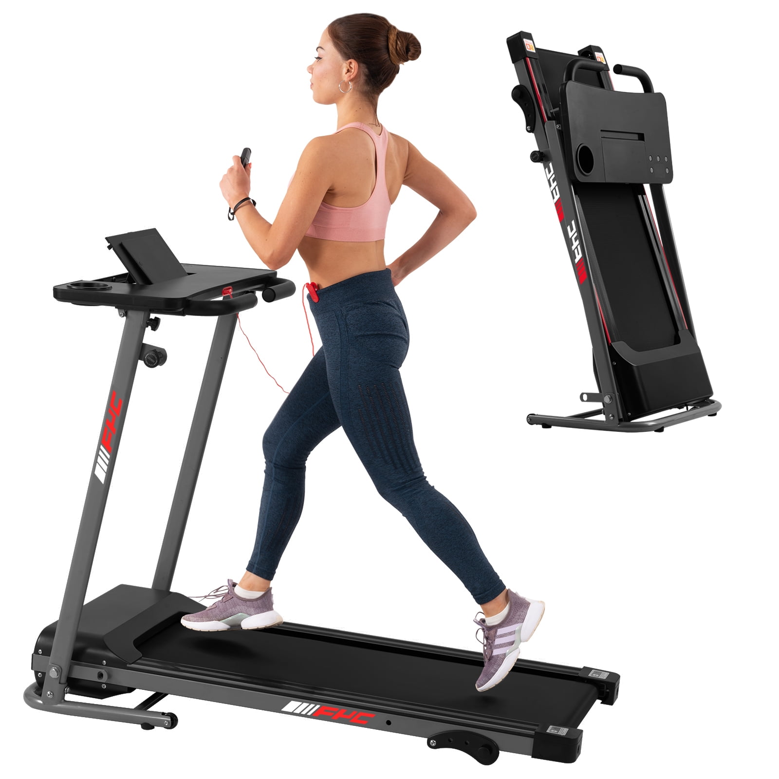 Fyc 2 5hp Folding Desk Treadmill W Bluetooth And Incline Compact