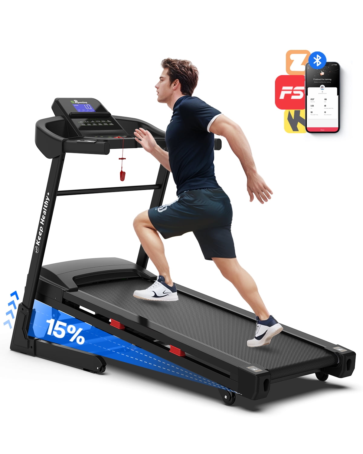 FYC Auto 15% Incline Treadmill for Home 400LBS Capacity, 3.5 HP Heavy ...